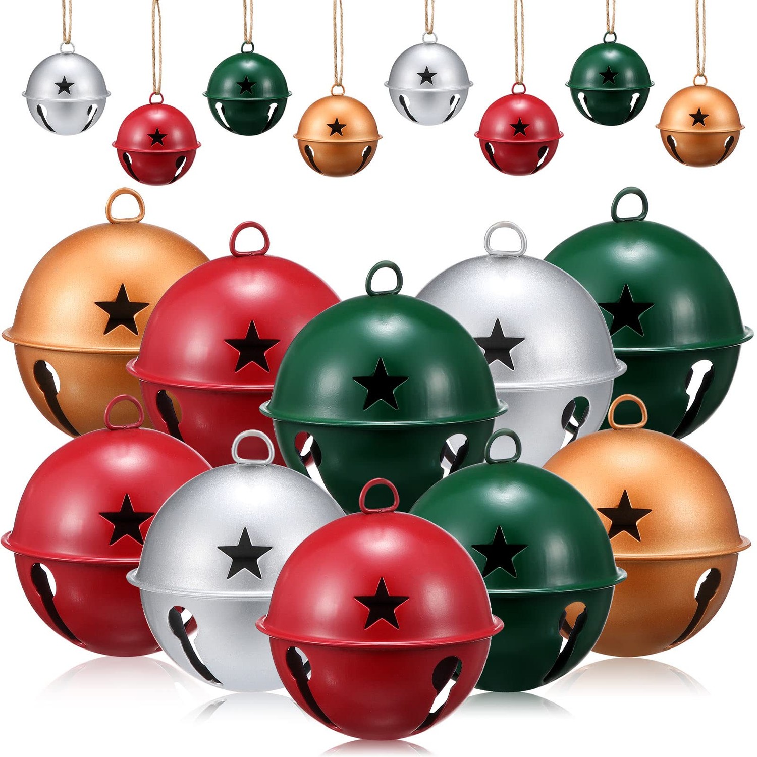 Zubebe 24 Pcs 2.5 Inch Christmas Bells Large Big Size, Star Cutout ...