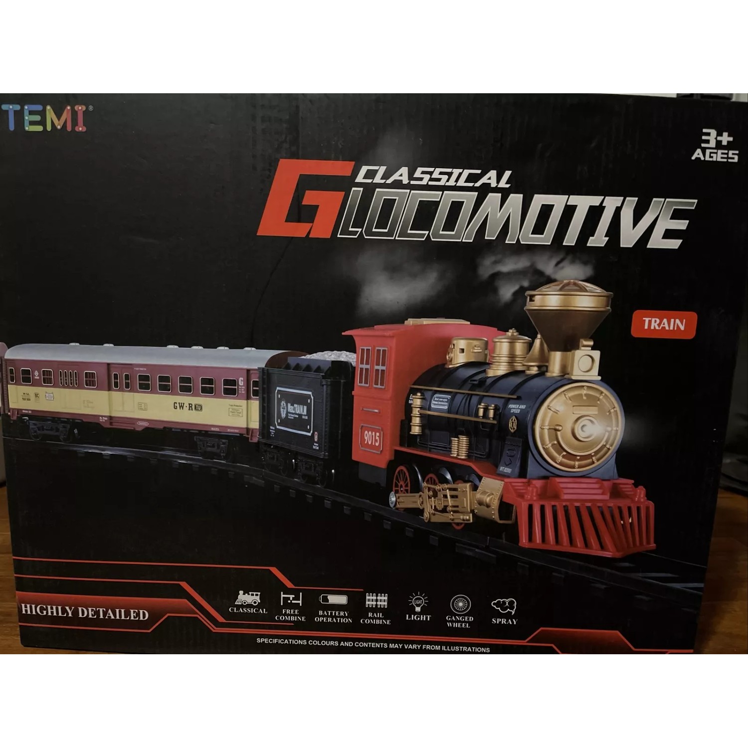 Temi G1 Classical Locomotive Glocomotive Train Set Steam Effect Battery ...