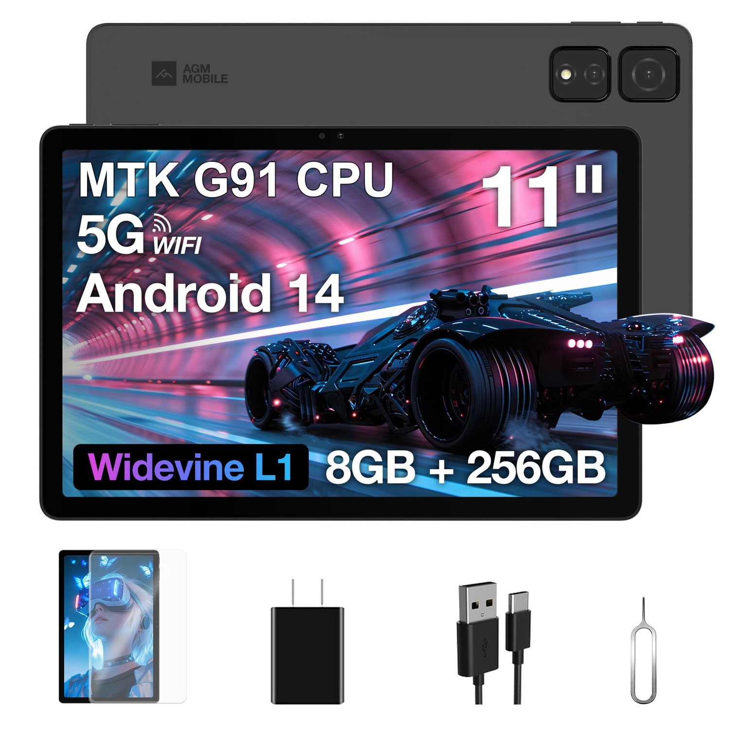 AGM 11 inch Tablet, Android 14 Tablet with MTK Octa-Core Processor ...