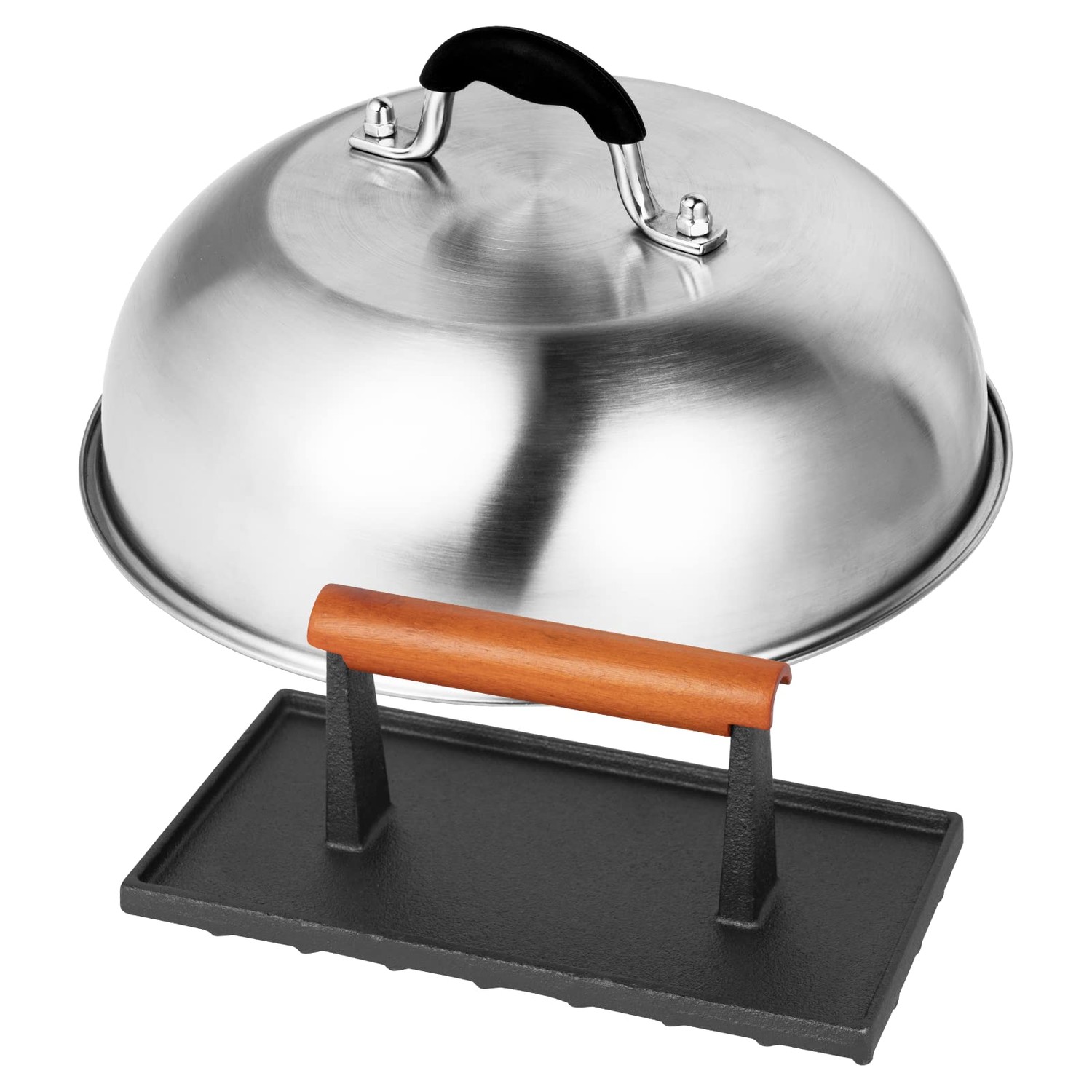 SHINESTAR Cast Iron Griddle Press with 12-Inch Melting Dome for ...