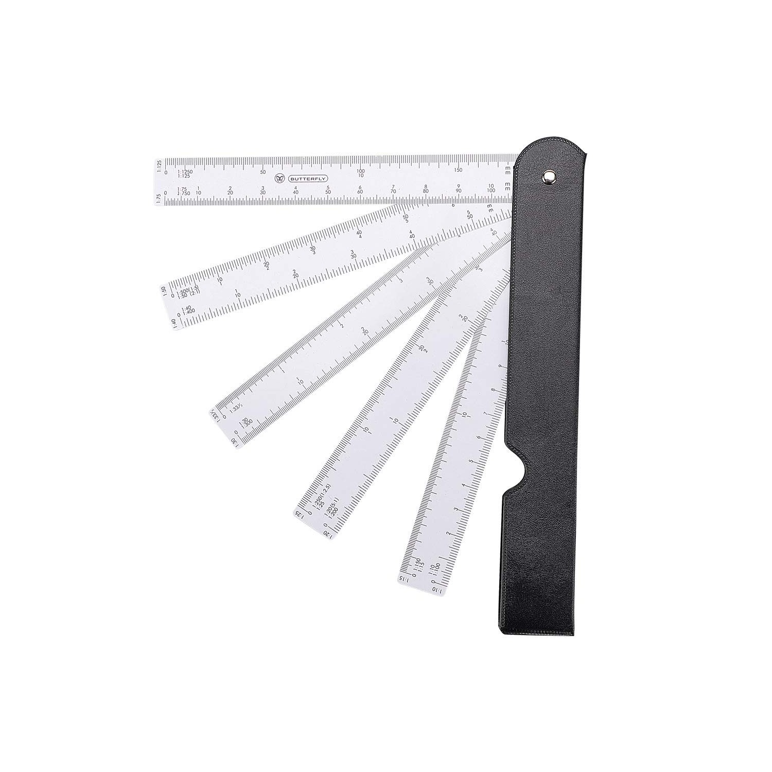 Sourcingmap 1 Piece Fan Scale Ruler Plastic Foldable Metric Scale Ruler ...