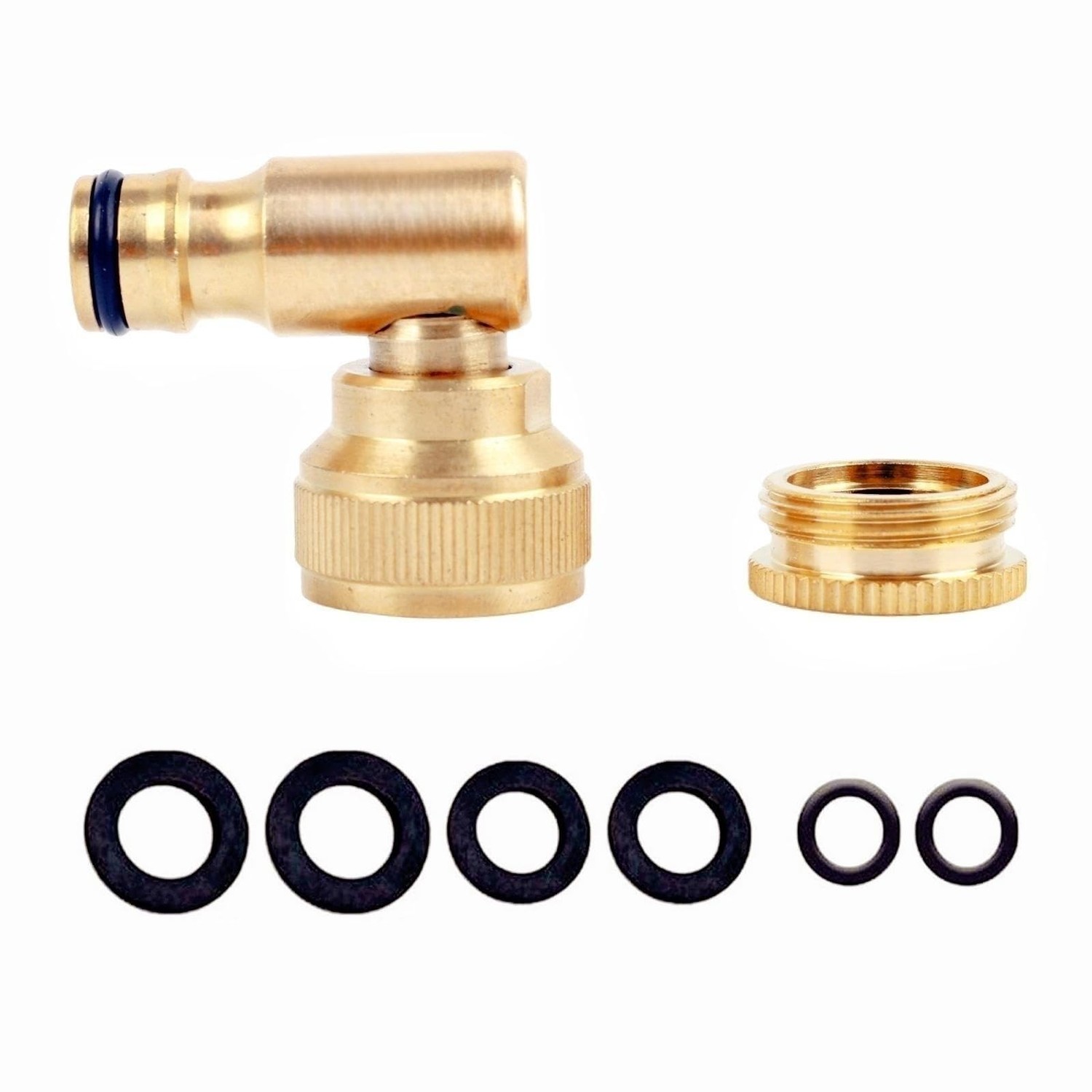 Brass Angled Tap Connector 1/2" & 3/4" 2in1,90° Elbow Female Rotating ...