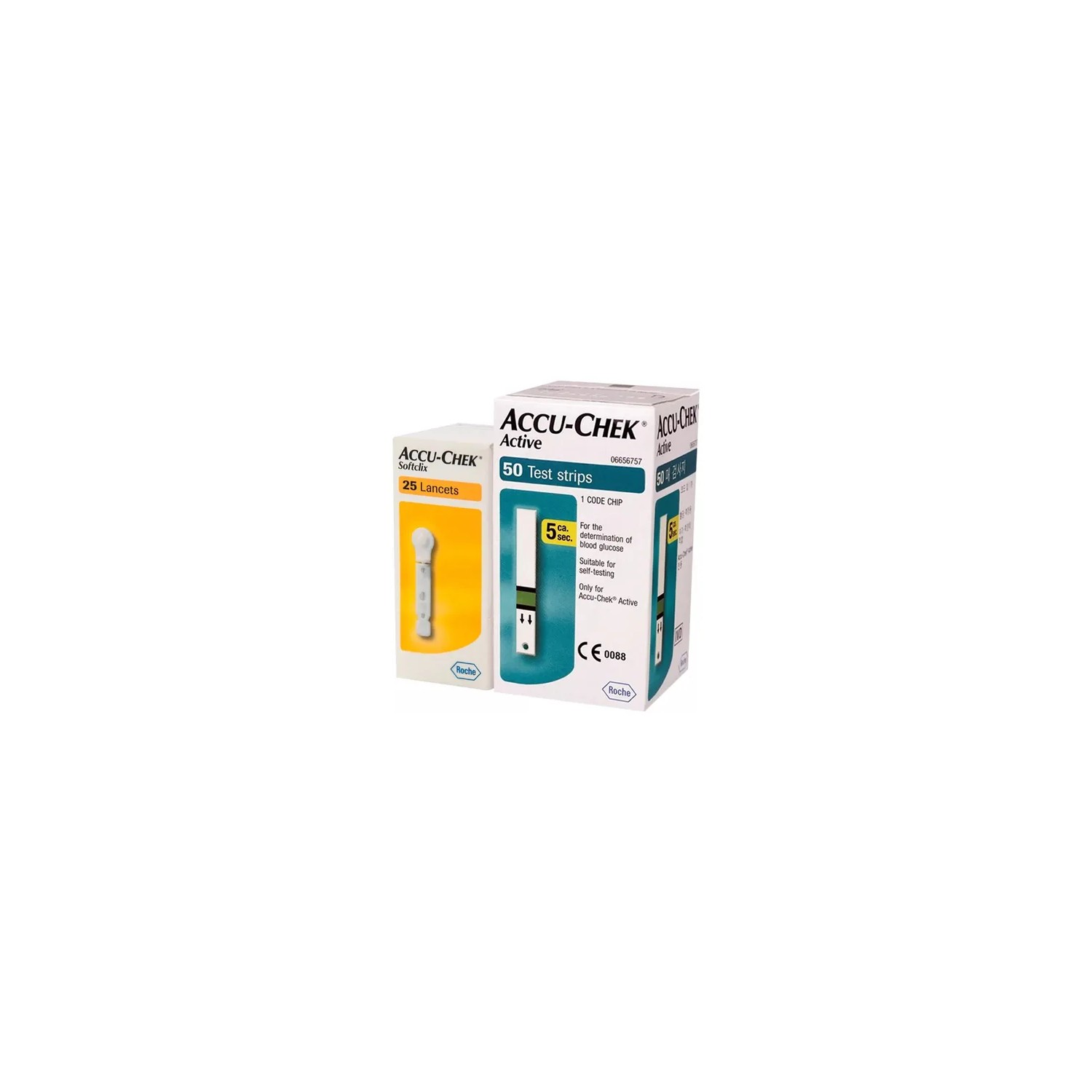 50 Tiras Accu-chek Active + Accu-chek Spftclix 25 Lancetas Color Azul ...