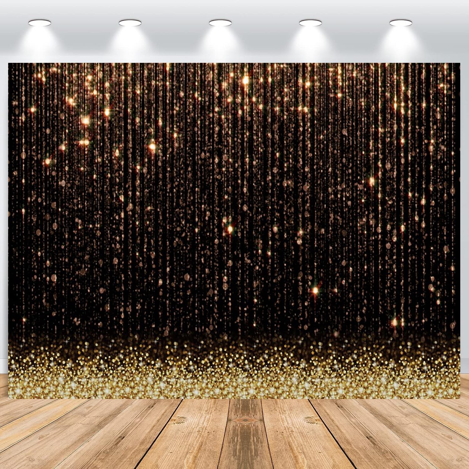 ASDCXZ Gold Background 2.5 x 1.8 m, Golden Glitter Particles, Black ...