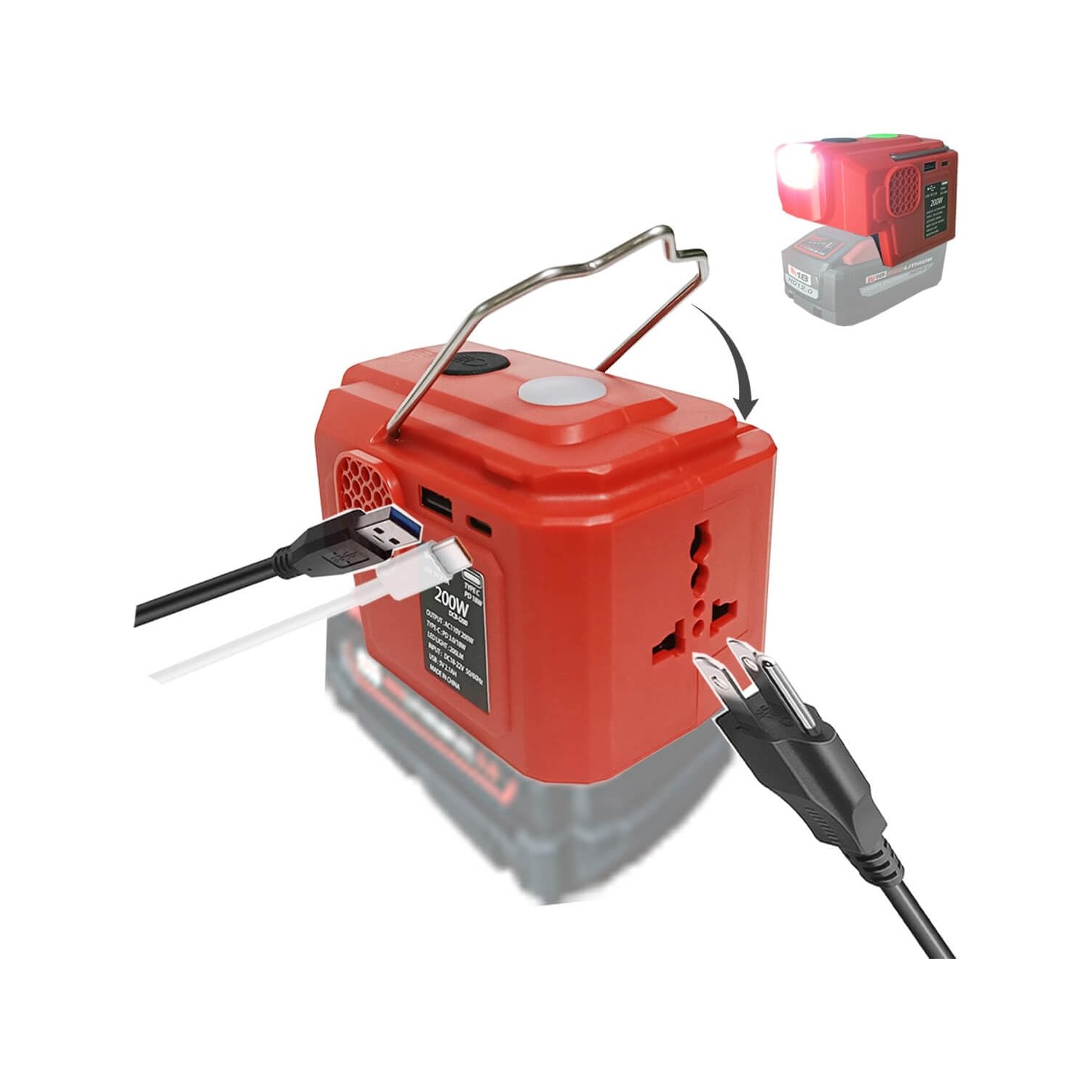 UUIRSTY 200W Power Inverter for Craftsman 20V Battery, DC 20V to AC 110 ...