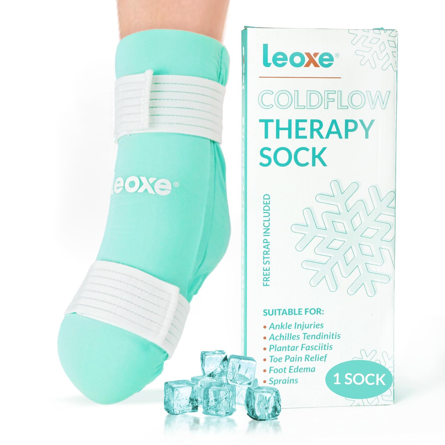 LEOXE Ankle Foot Ice Pack Wrap, Reusable Cold Therapy Gel Sock for ...