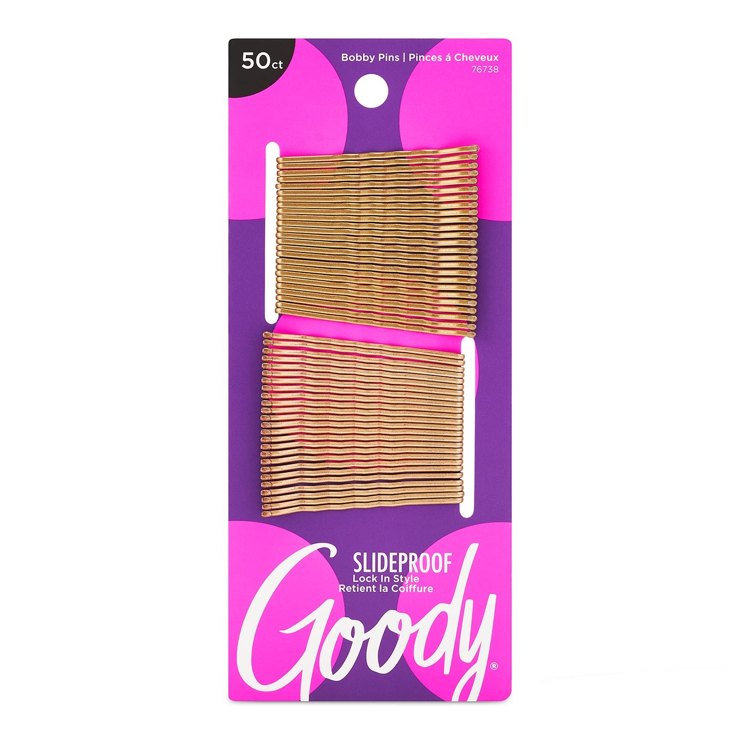 Goody SlideProof Bobby Pins - 50 Ct, Metallic Blonde, High Gloss Bobby ...