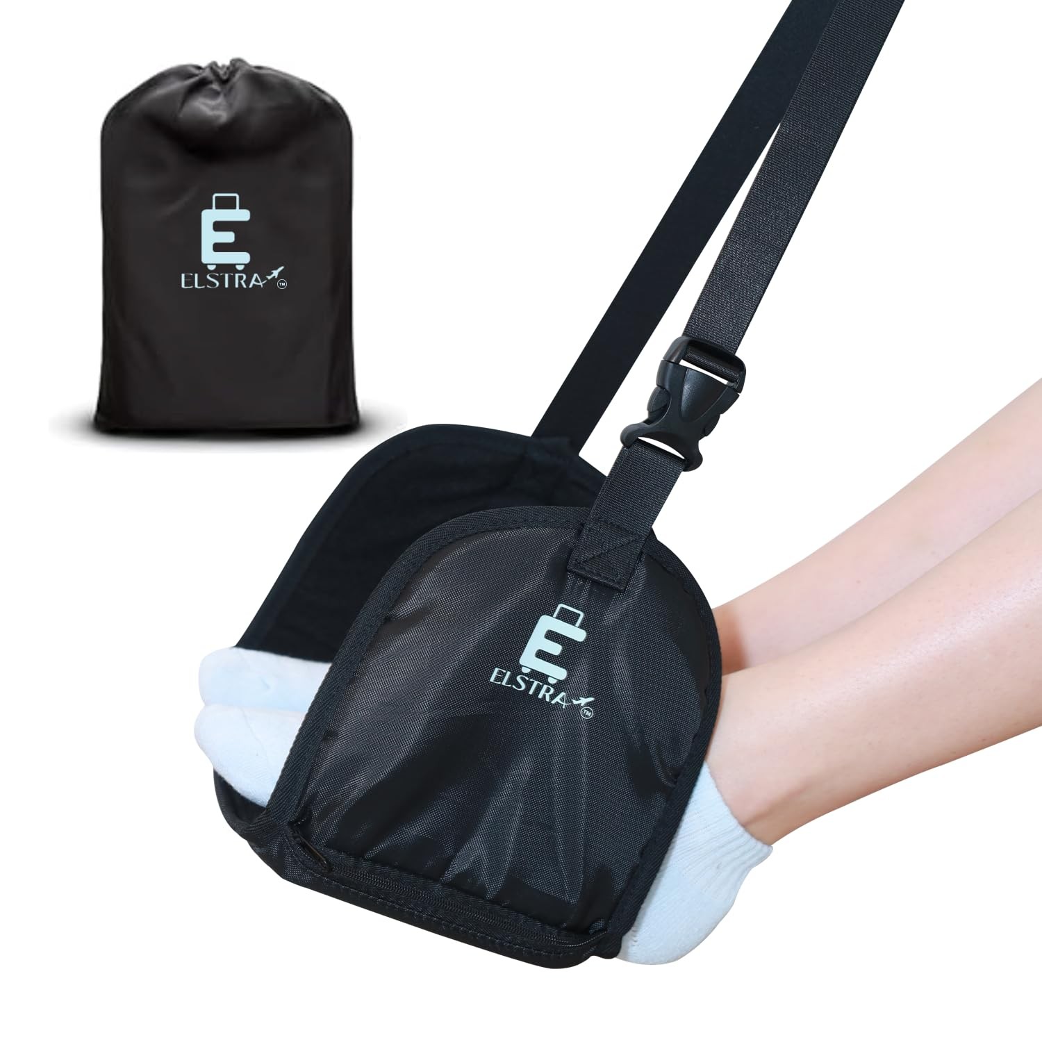 Airplane Foot Hammock - ELSTRA Travel Footrest with Premium Memory Foam ...