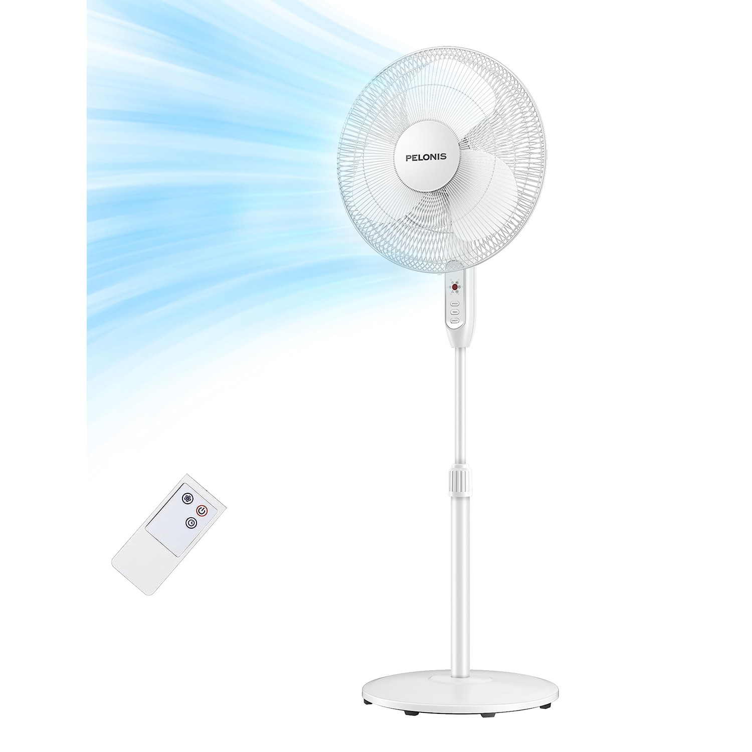 PELONIS 16'' Pedestal Remote Control Oscillating Stand Up Fan 7-Hour ...