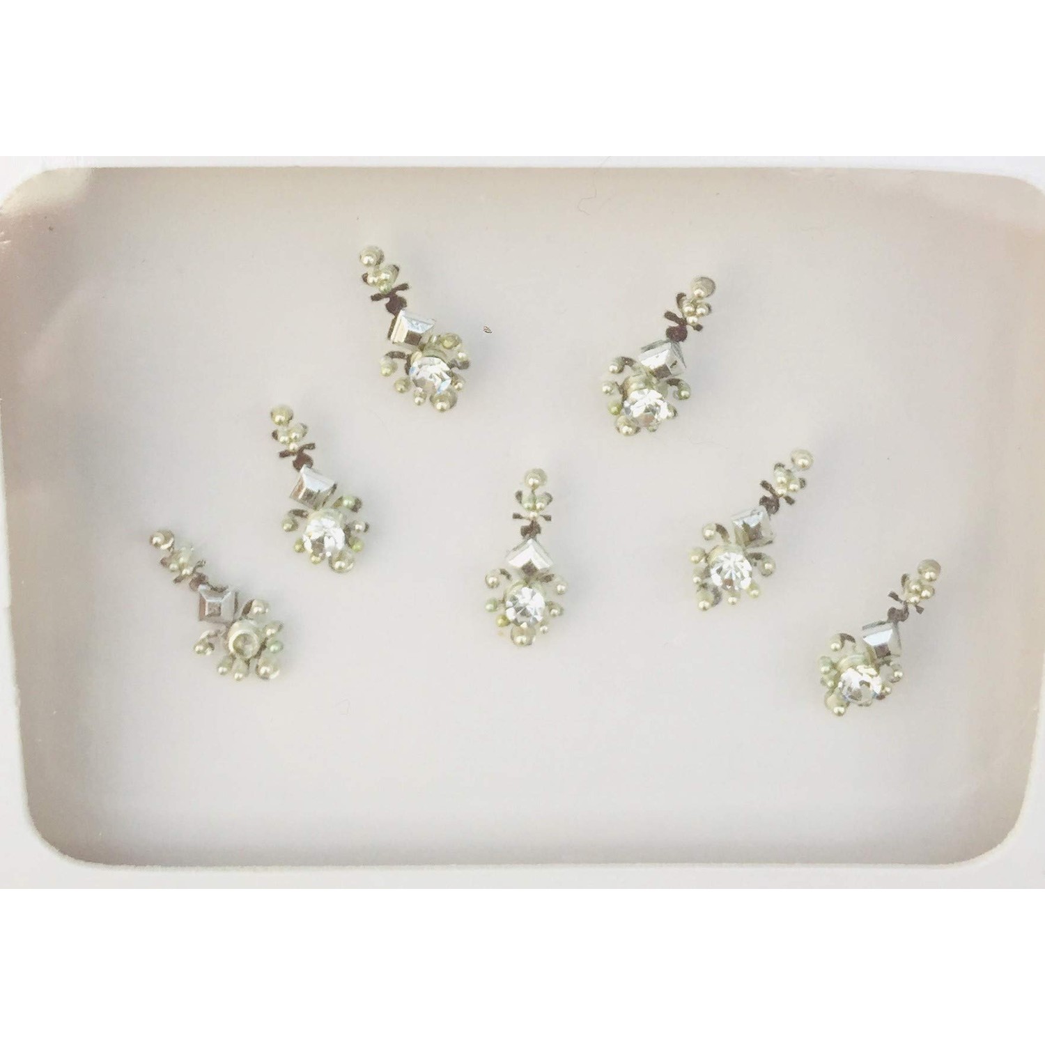 BB115 Silver Bindi Crystal Pearl Stone Bindi Tattoo Forehead Sticker ...