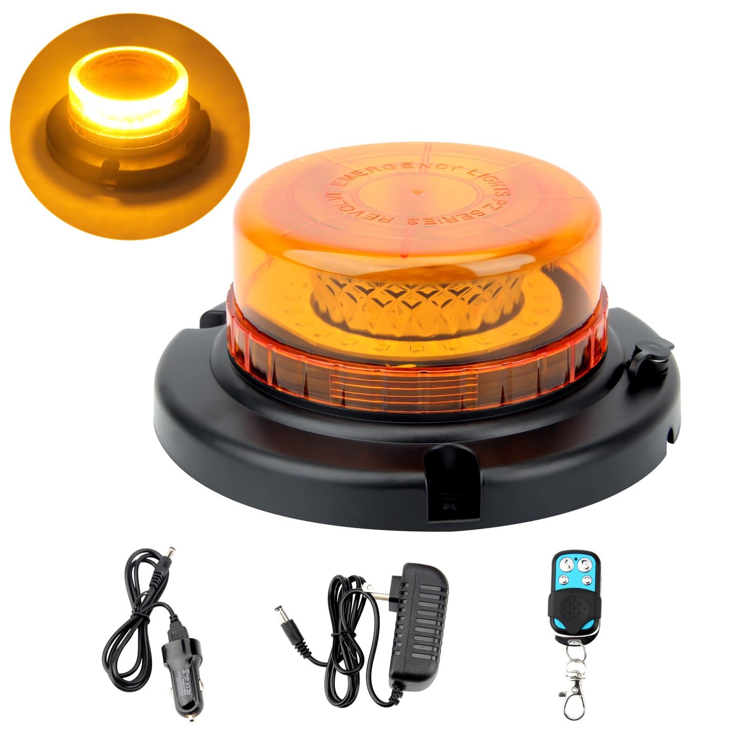 OPL5 Remote Control Beacon Light, Rechargeable Wireless Amber Flashing ...