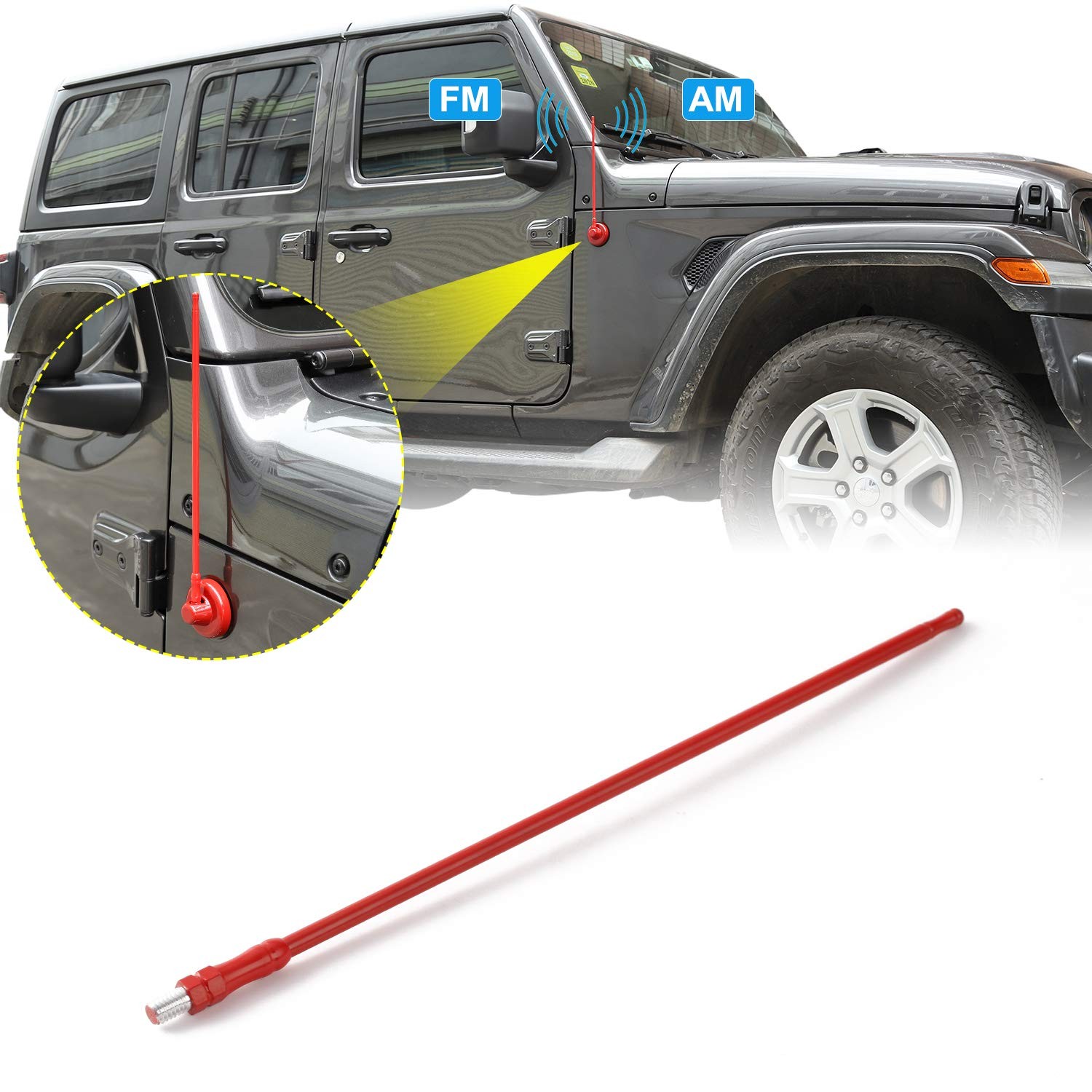 JeCar - Antena corta reflectante de 13 pulgadas para accesorios JK JL ...
