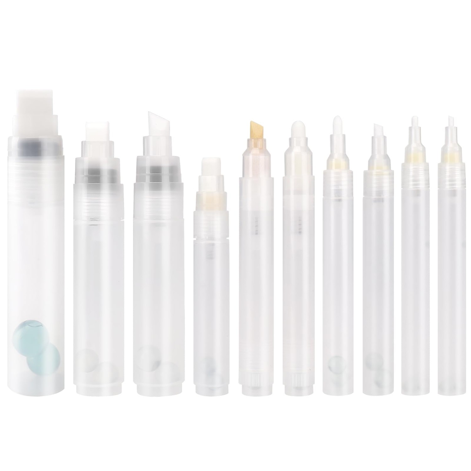 FULIBAO 10 Pack Refillable Paint Pen Empty Marker [1mm-15mm], Clear ...