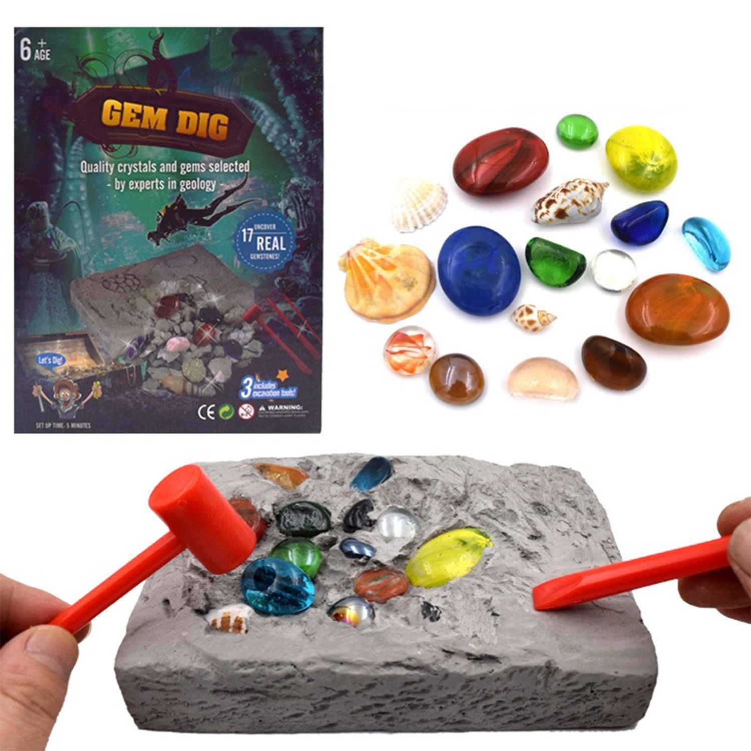 Gemstone Dig Kit Excavation Set Gemstones Excavation Set for Children ...