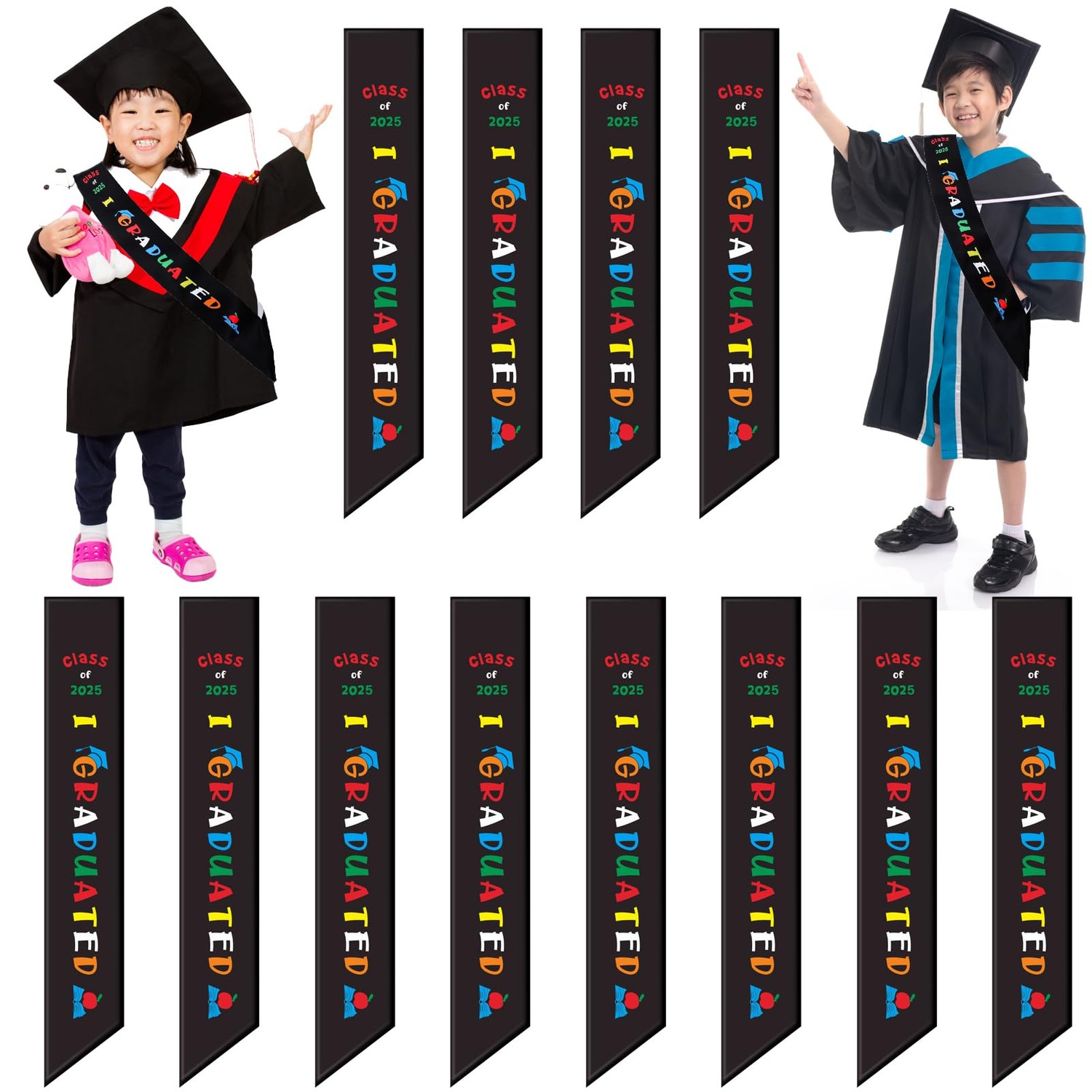 12 Pcs Kids Preschool Graduation Stoles Preschool Printed Graduation ...