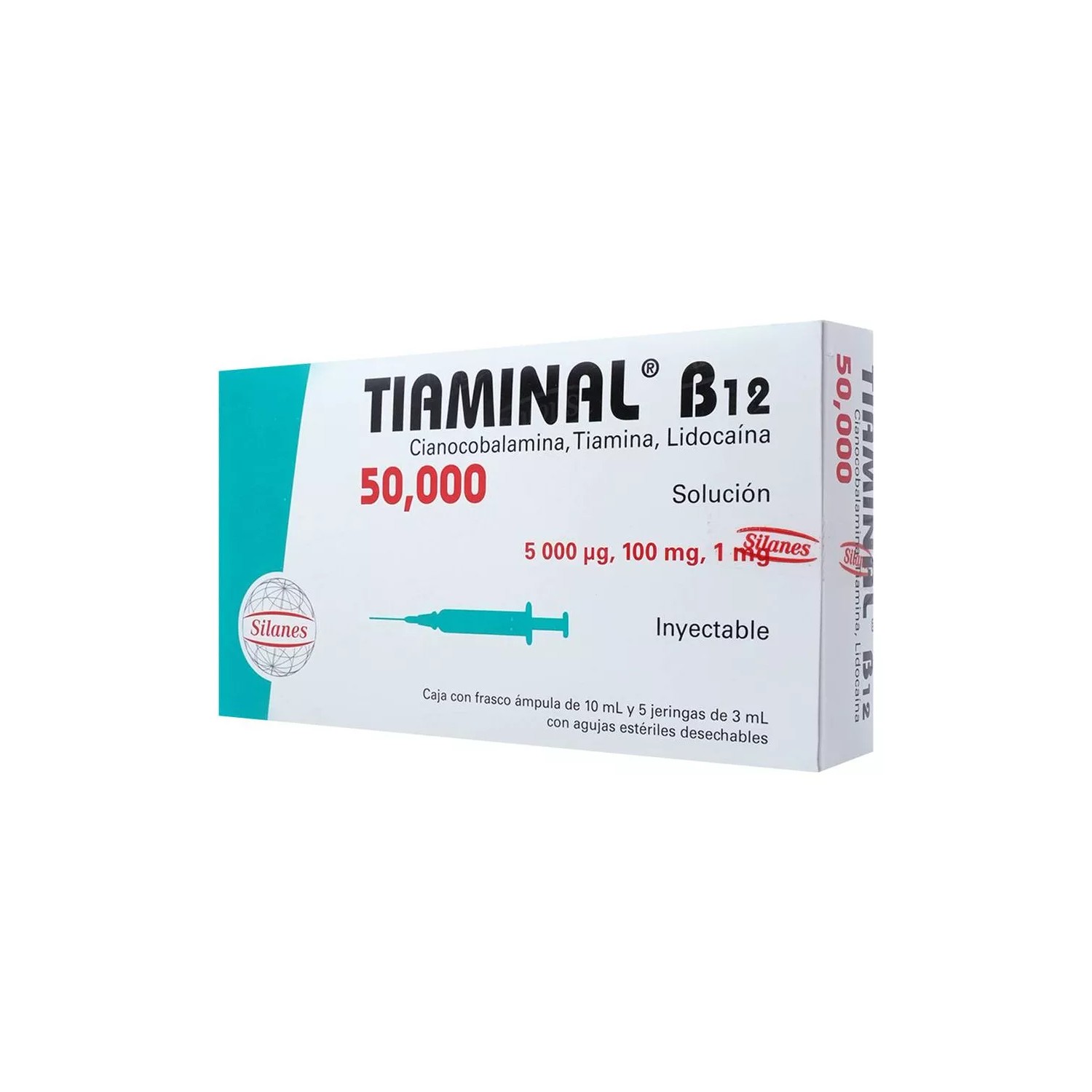 Tiaminal B12 50,000 Solución Inyectable, 1 Frasco Ámpula 10 Ml + 5 ...