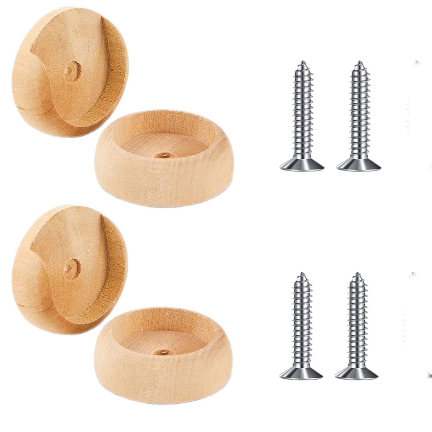 2 Complete Set Wooden Closet Pole Sockets and Screws Closet Pole Rod ...