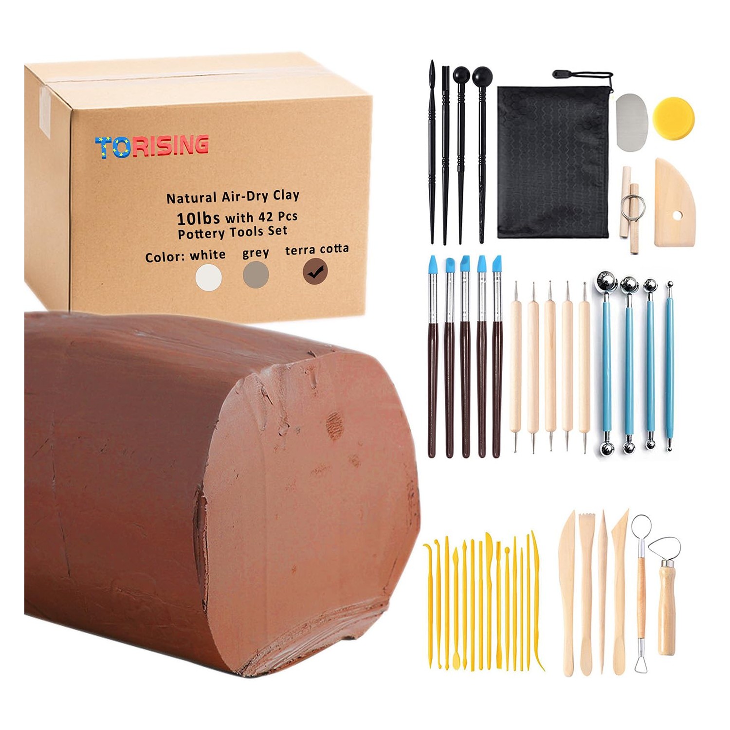 TORISING Baking Clay Air Dry Clay 10 LBs with 42 Pcs set Pottery Clay ...