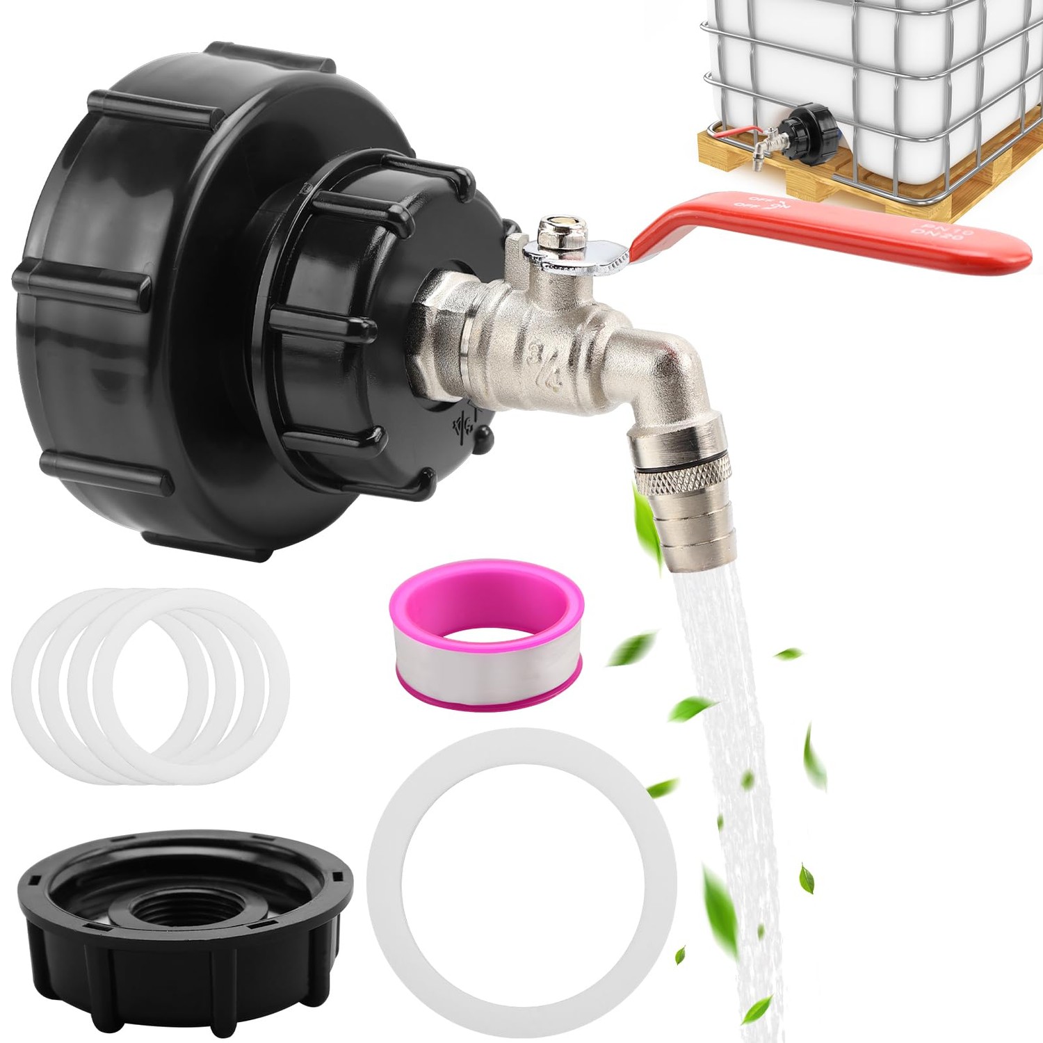 TYBYBB IBC Outlet Tap IBC Tank Accessories IBC Tap 3/4 Inch Hose ...