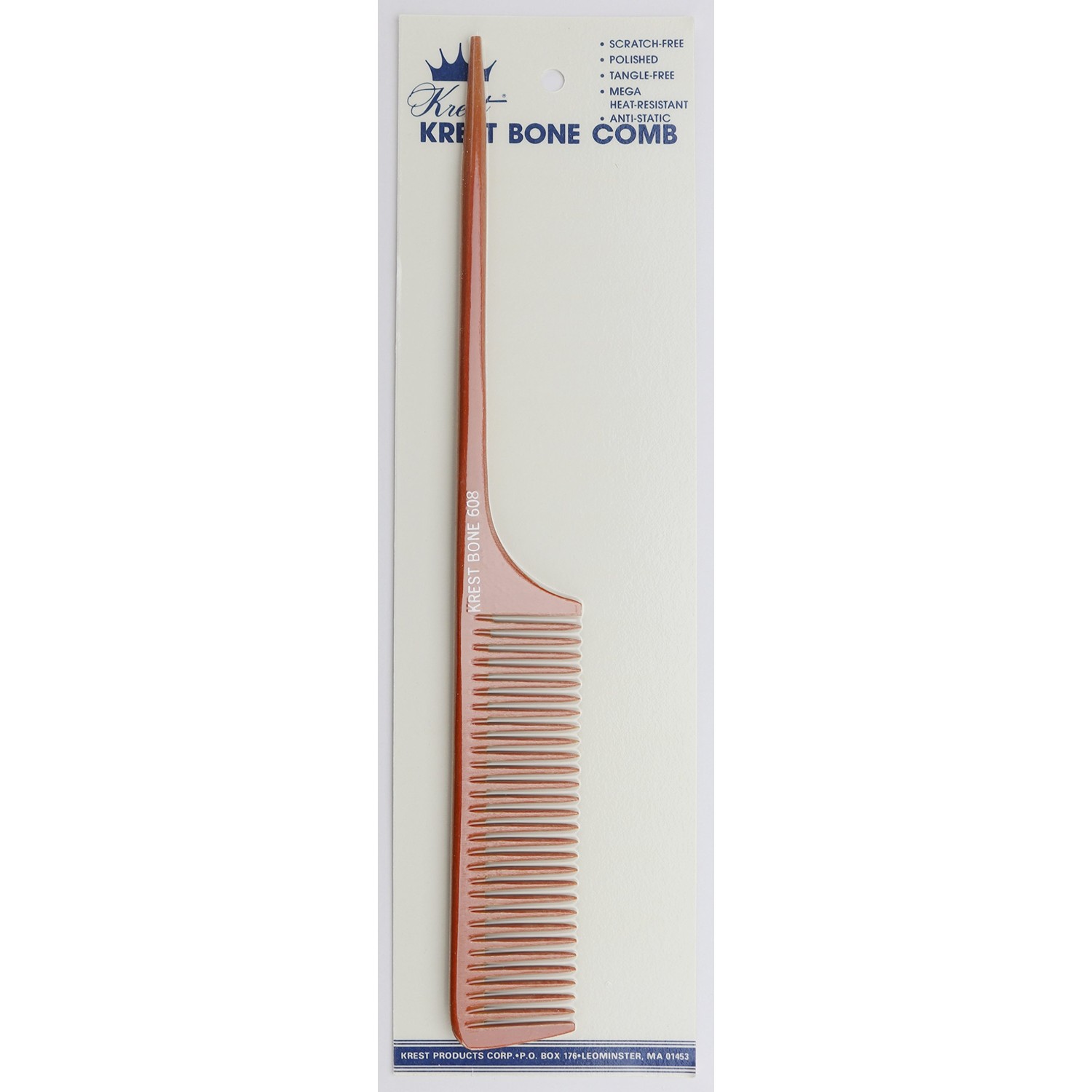 Krest Bone 10 Inch Coarse Teeth Rattail comb. Professional comb. Heat ...