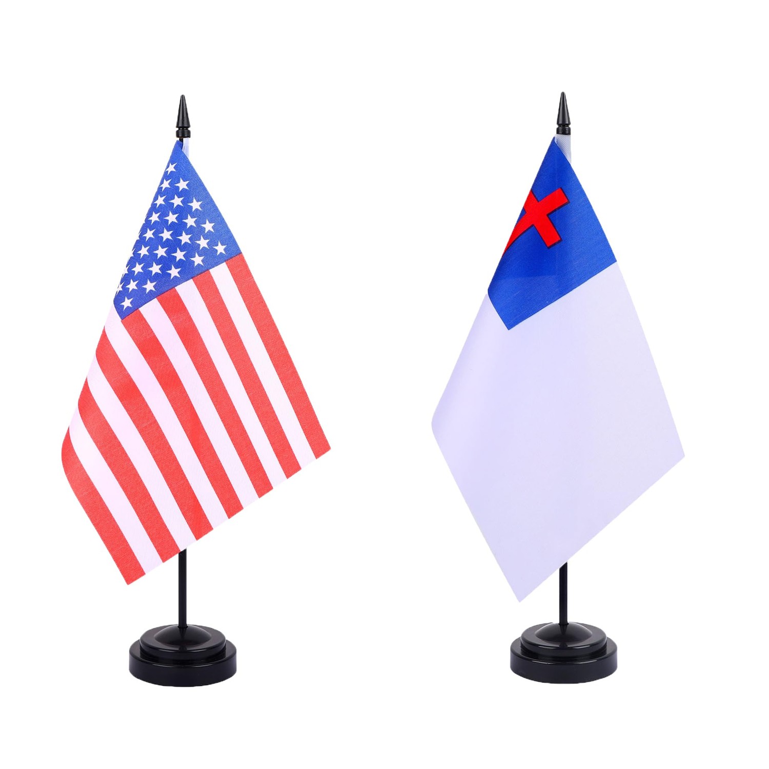 WXTWK 2 Pack Christian Flag Christians Deluxe Desk Flag Set - Mini ...