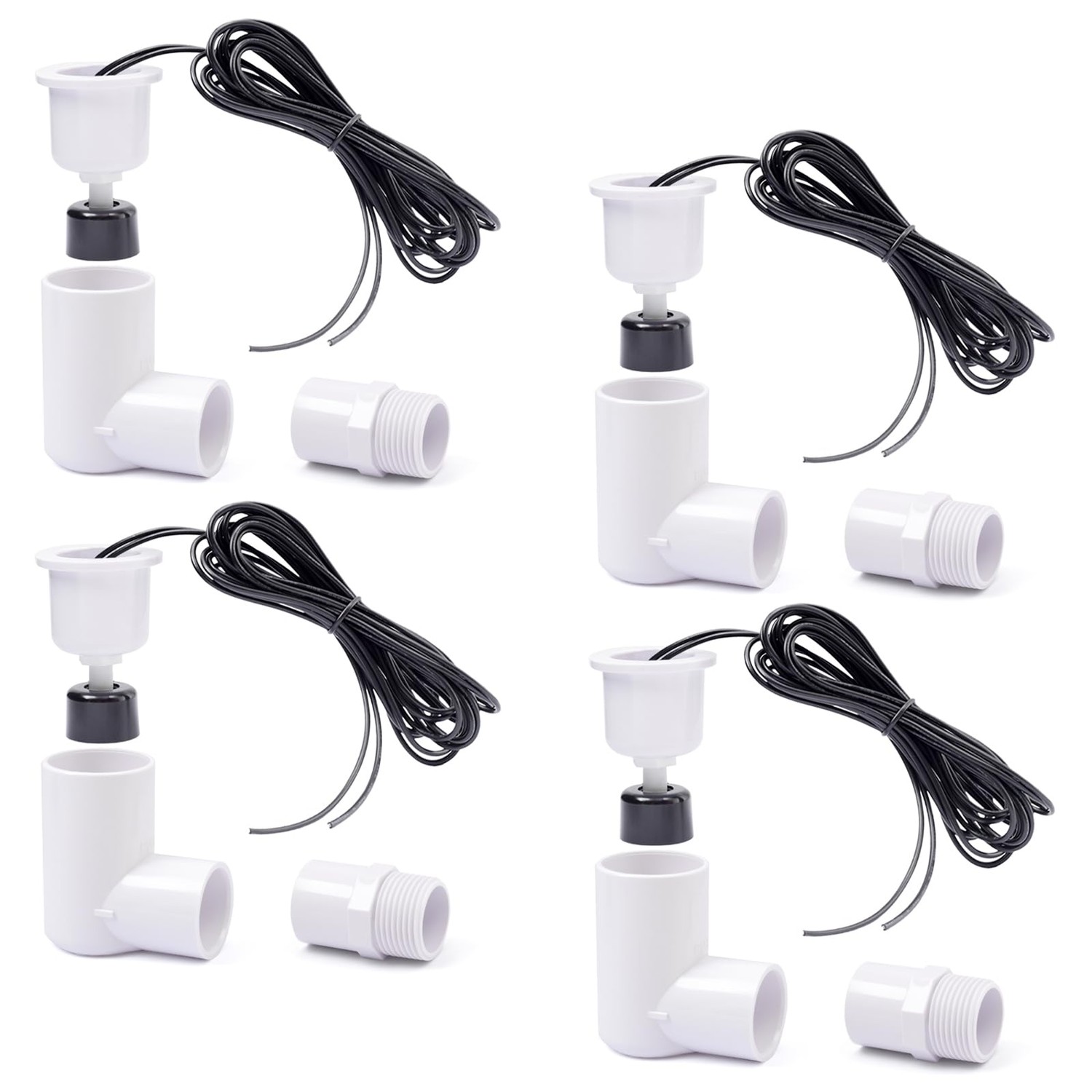 Dusledel 4 Pack SS2 L Shape Water Float Switch AC Float Switch with 3/4 ...
