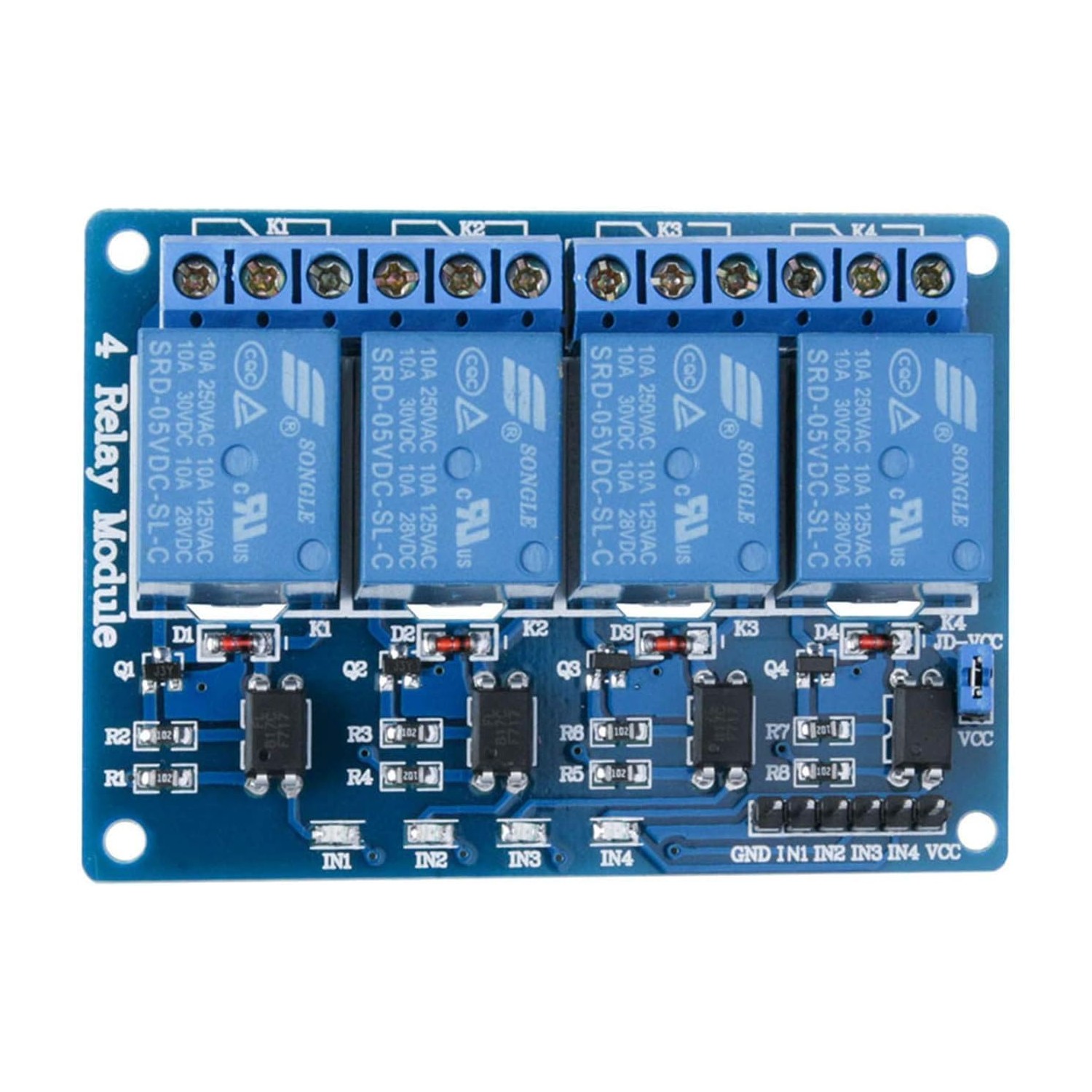 ELEGOO 4 Channel DC 5V Relay Module with Optocoupler for Arduino UNO R3 ...