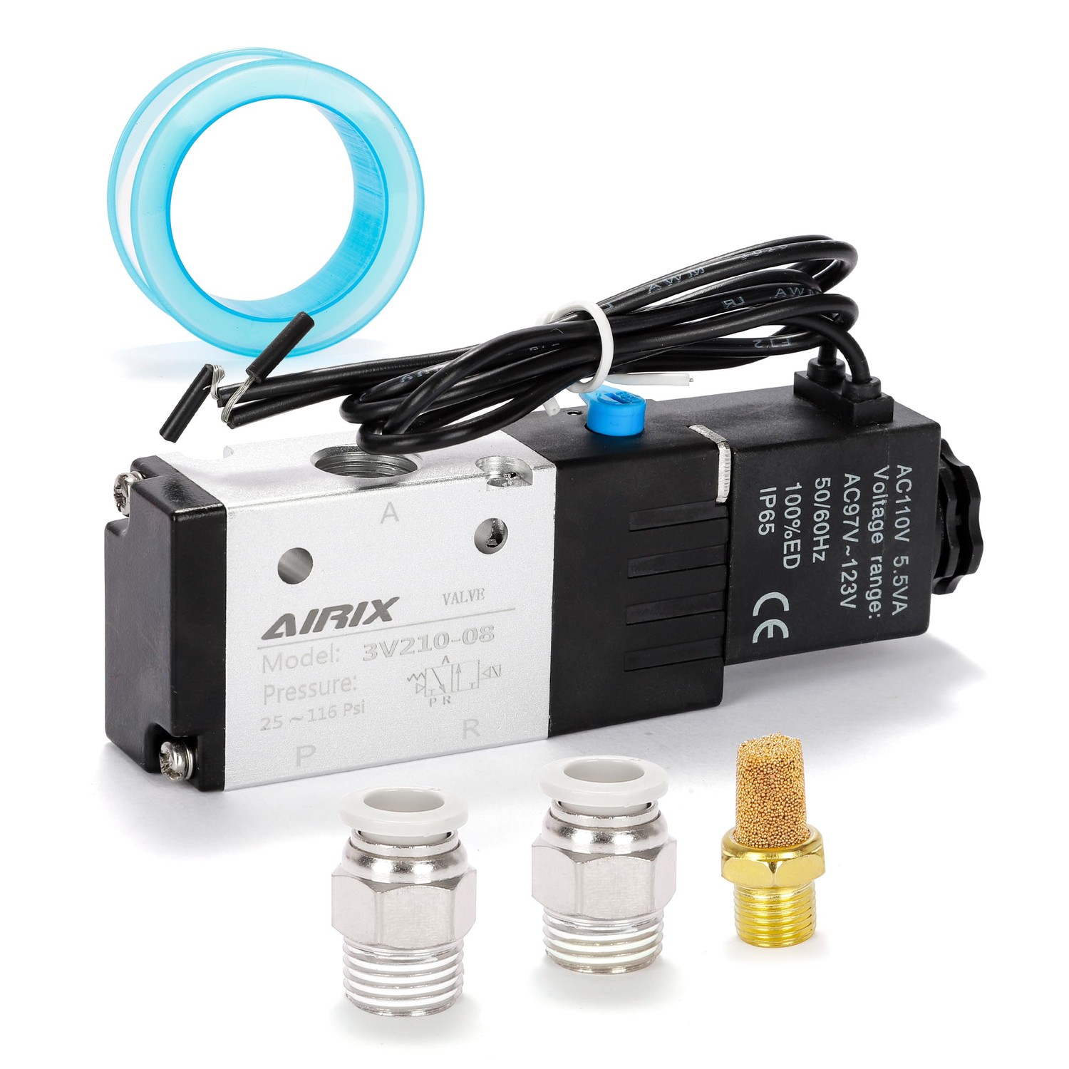 AIRIX 3V210-08 Pneumatic Solenoid Valve AC110V, 2 Position 3 Way, 1/4 ...