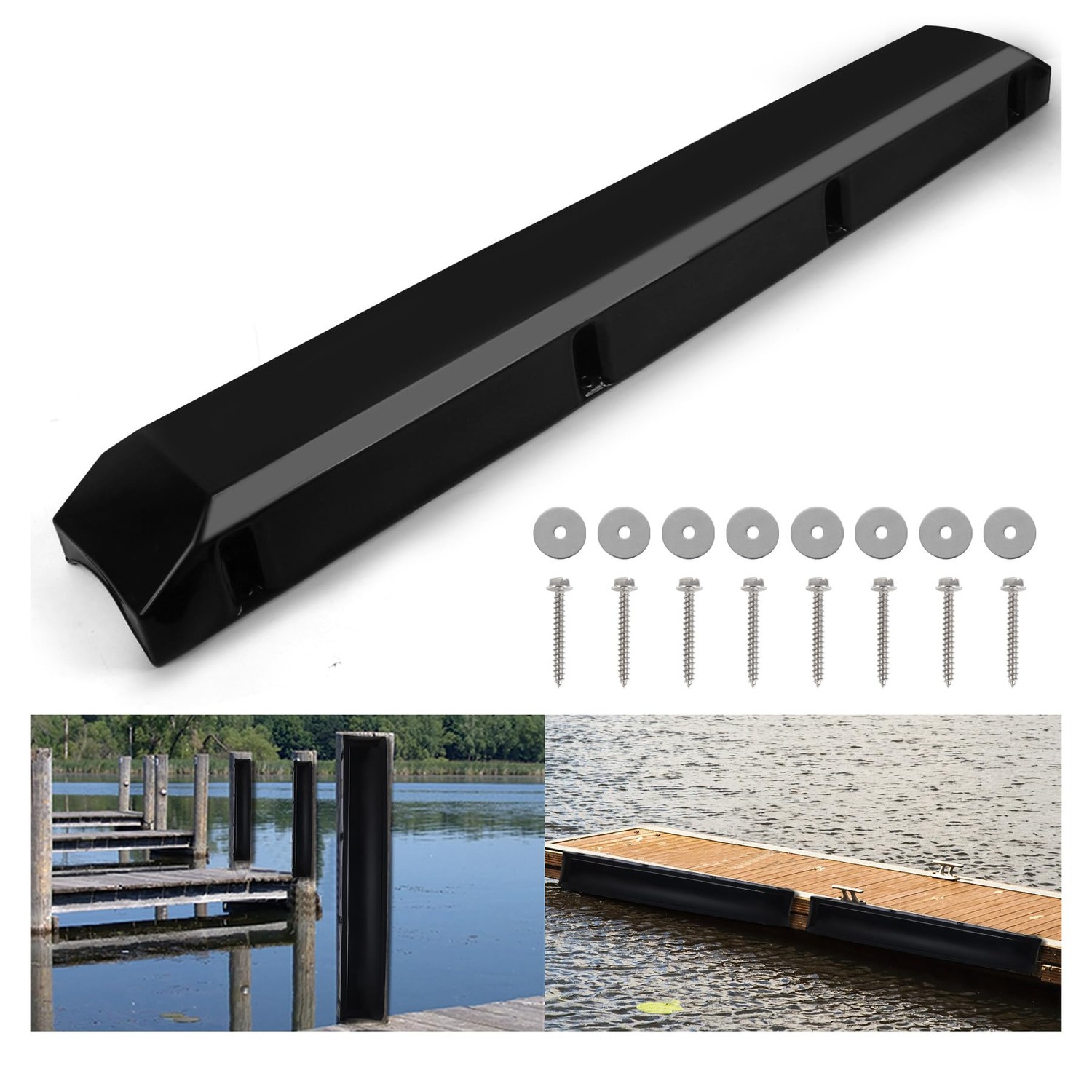 VEITHI Boat Dock Bumper with Screws,Black 48 inch Dock Bumper Guard for ...