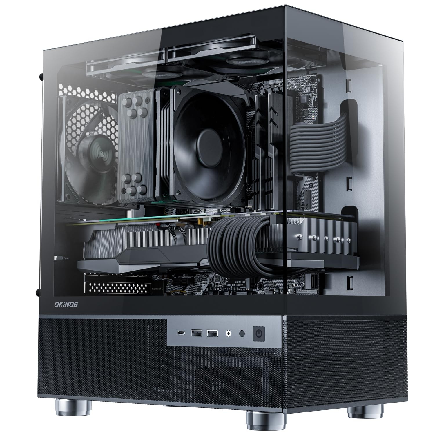 Okinos Aqua 3 Air, Micro ATX Case, MATX PC Case with 3 X 120mm 3-Pin ...