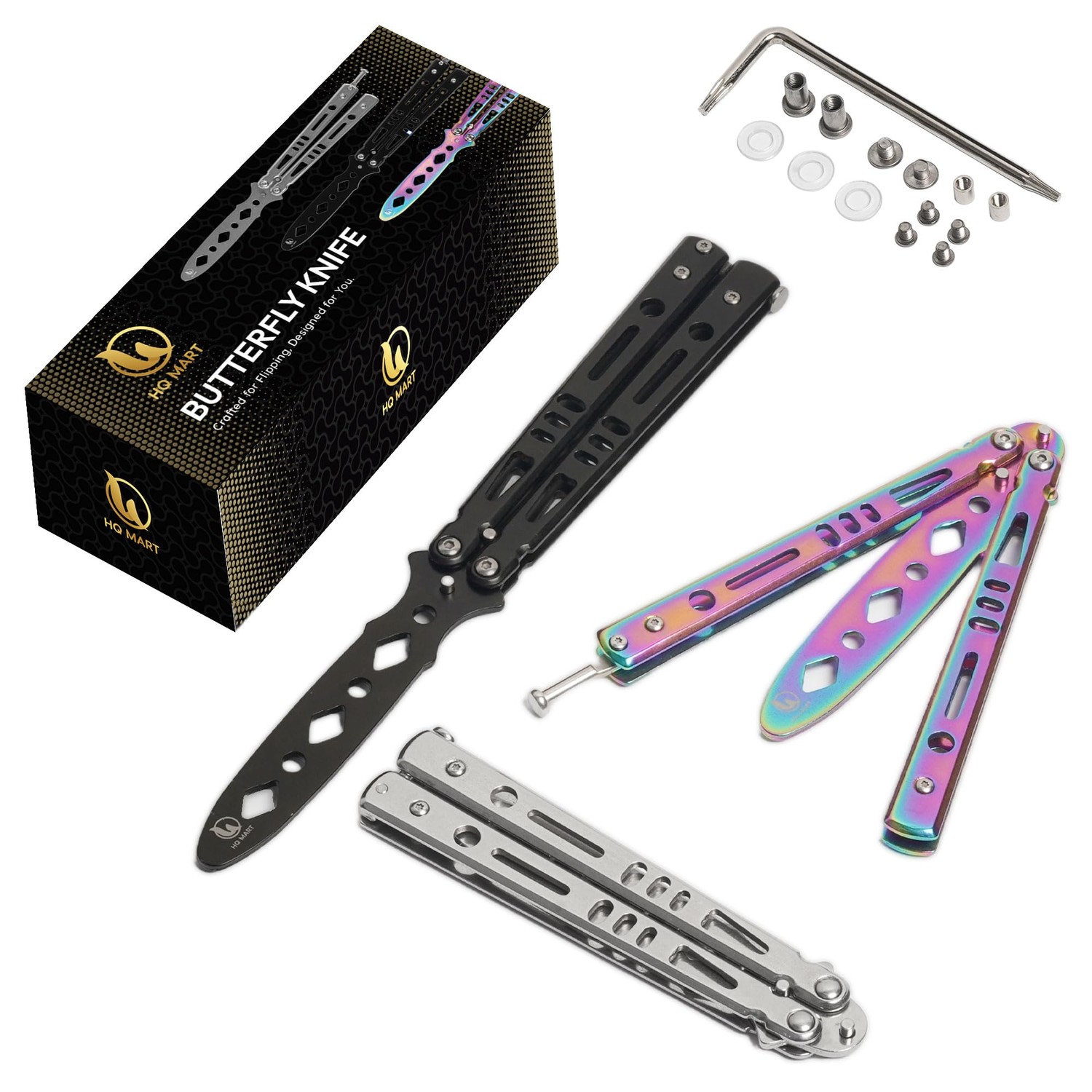 HQ MART Pack of 3 Butterfly Knife Trainer Set with Pouches - Master ...