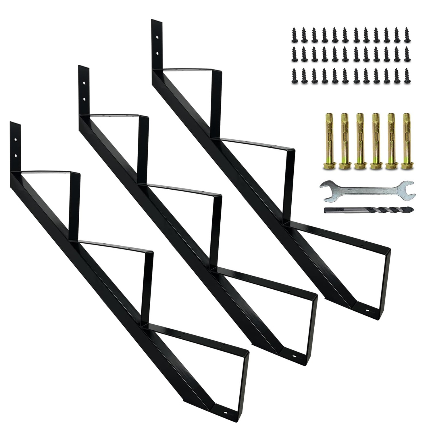 3 Packs Metal Stair Step Stringers, 3 Step Steel Riser Stringer for 27 ...
