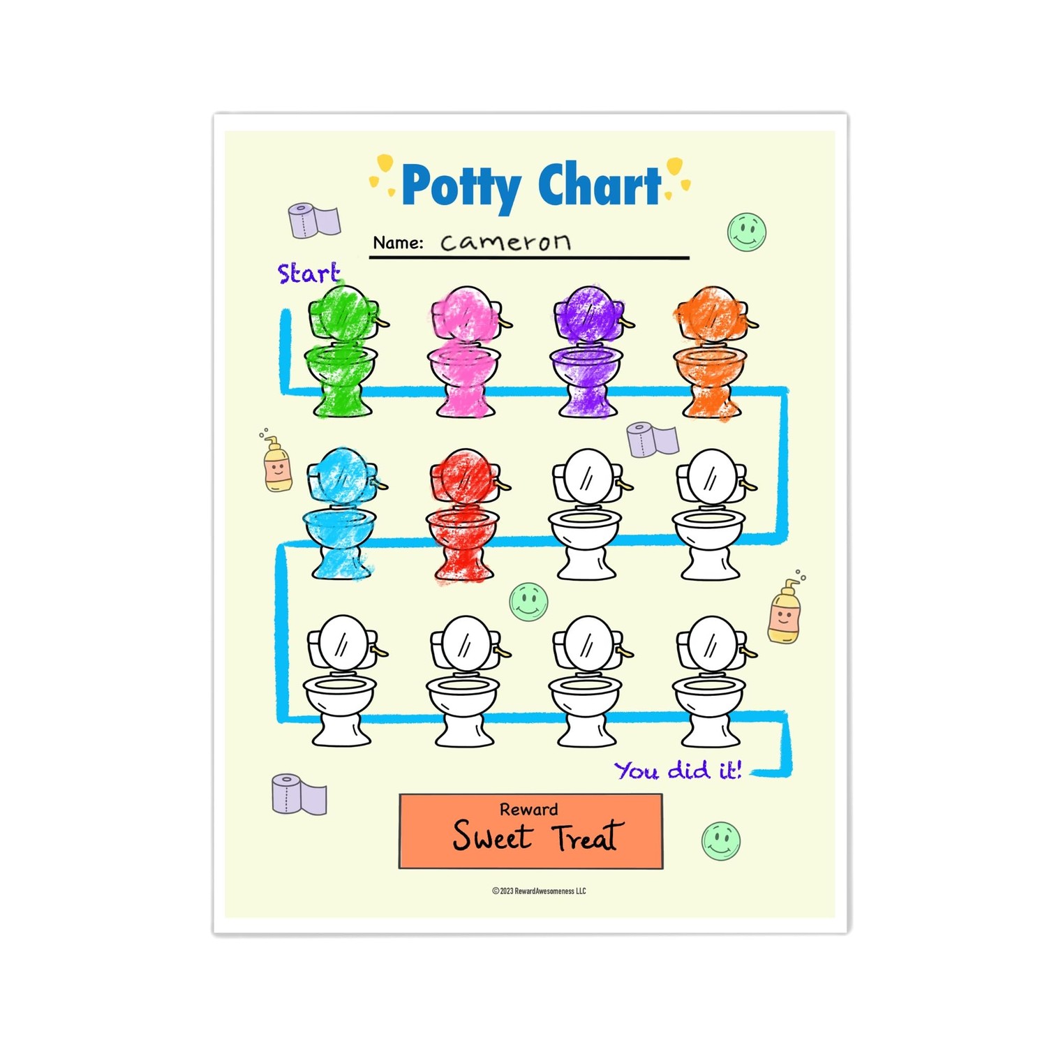Color The Potties - Potty Training Chart (10 Sheets Included) - Child ...