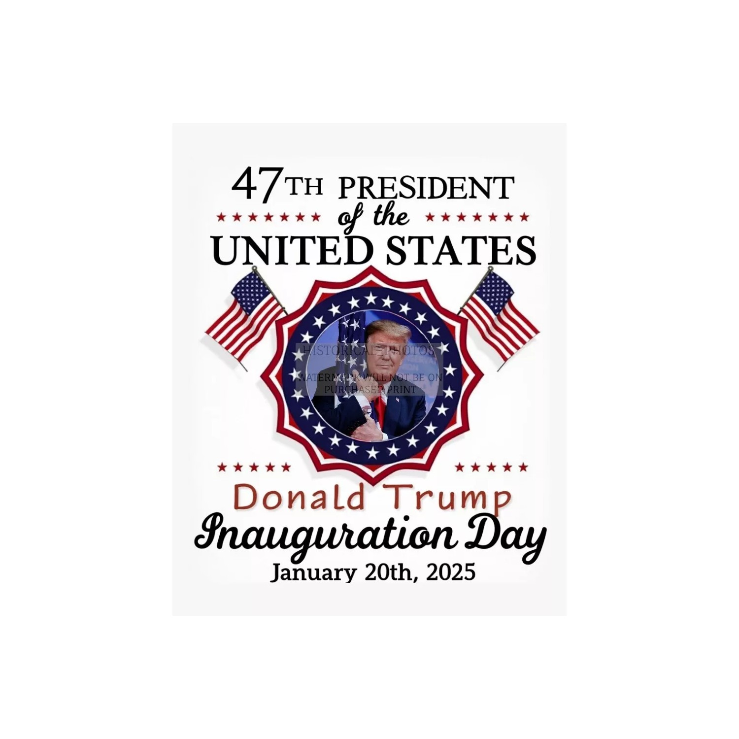 PRESIDENT DONALD TRUMP INAUGURATION DAY 2025 COMMEMORATIVE PATRIOTIC ...