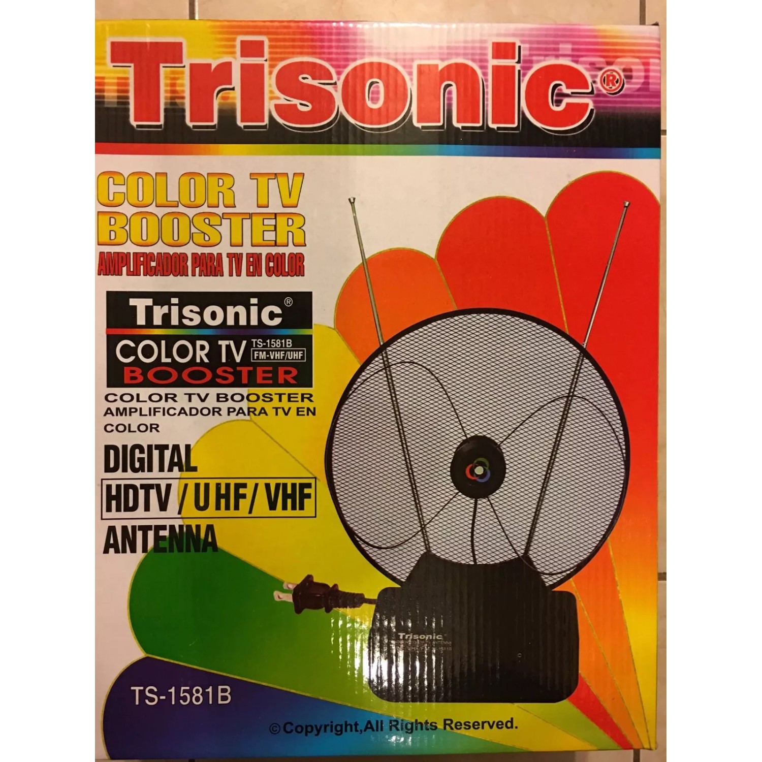 Trisonic Digital Indoor TV Amplified Antenna High Gain HDTV VHF/UHF/FM ...