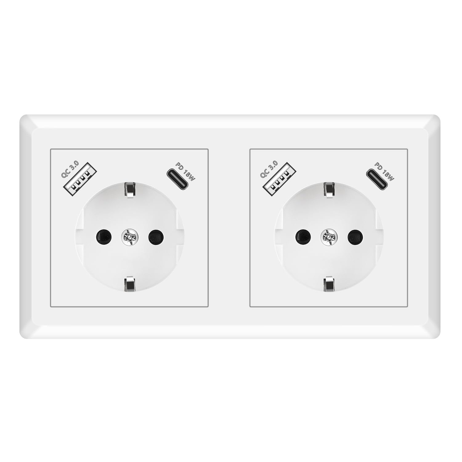 Sasudose USB Socket, Double Socket with USB Connection QC 3.0 and Type ...