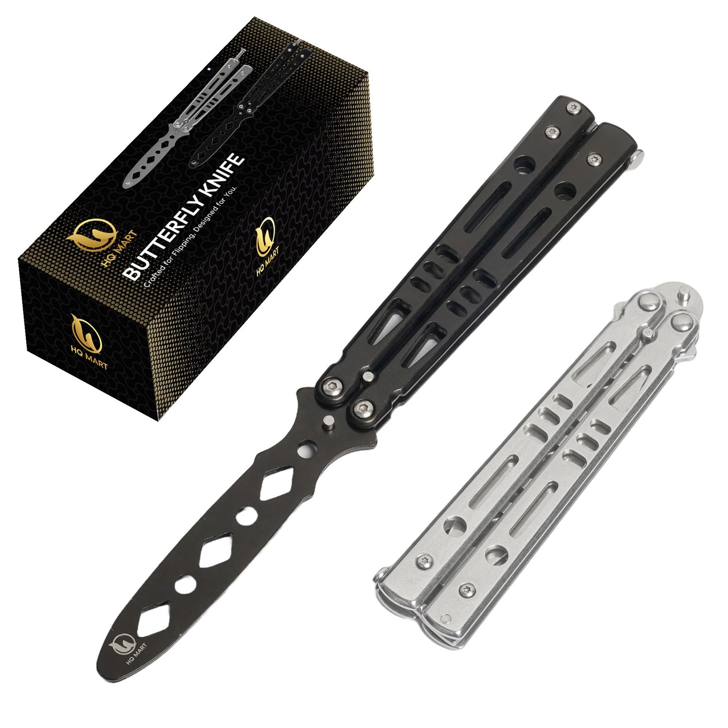 HQ MART Butterfly Knife Trainer Set with Pouches - Balisong Knife ...
