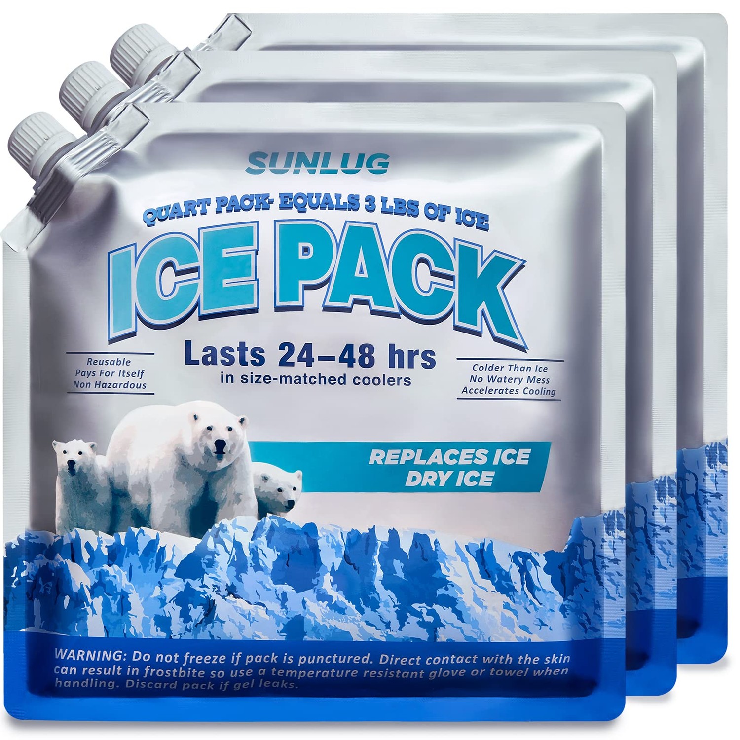 SUNLUG Cooler Ice Packs Reusable Ice Packs for Coolers Long Lasting ...