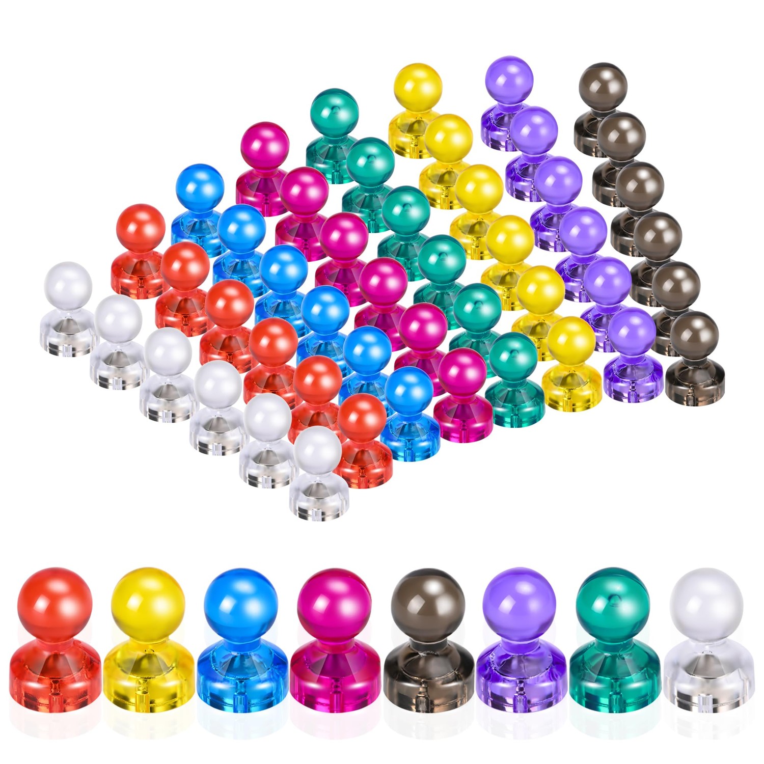 48 Mini Colorful Push Pin Magnets for Whiteboard,Strong Magnetic Push ...