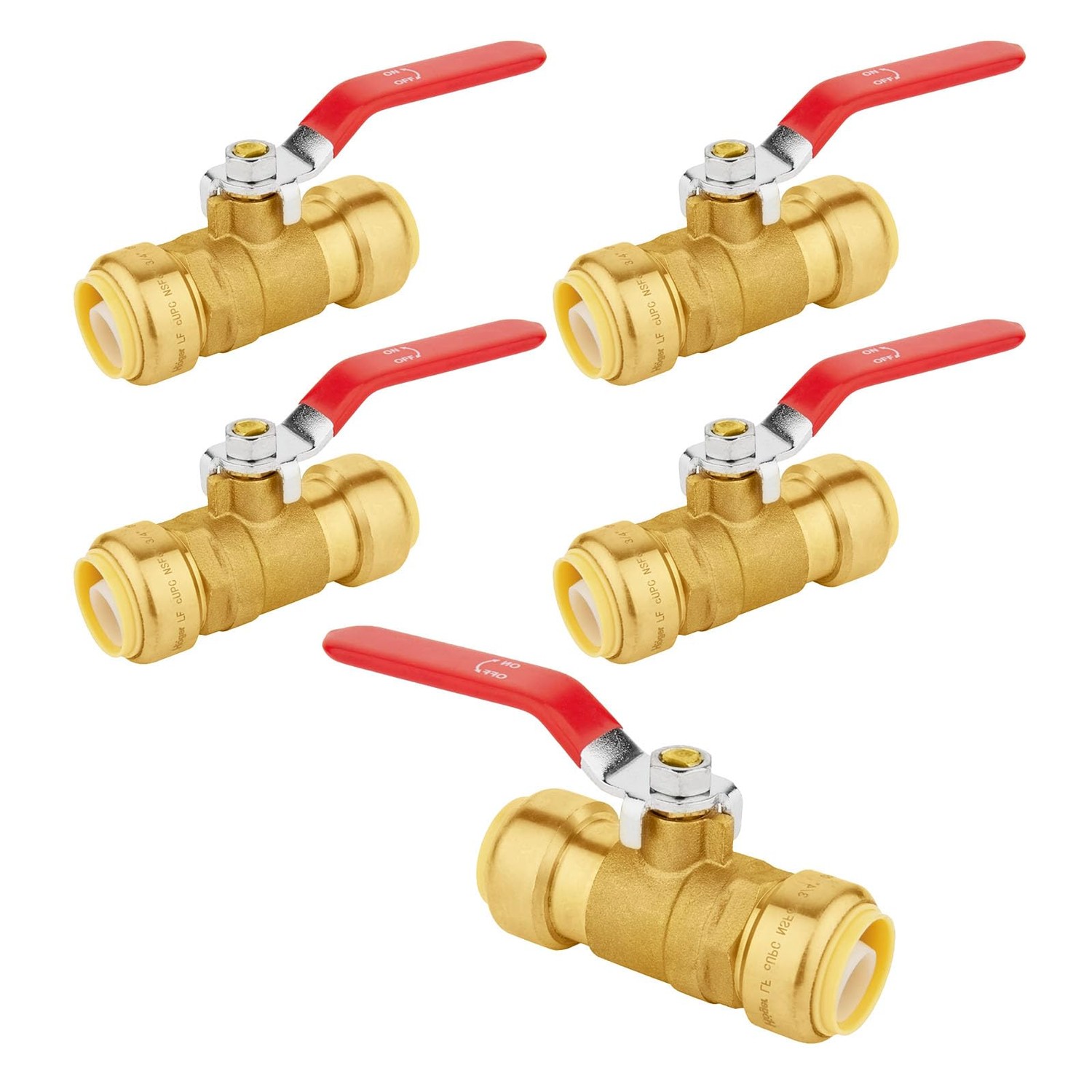 HeSun 5-PCs Push Fit Ball Valve, 1-Inch Push-to-Connect Full Port Shut ...