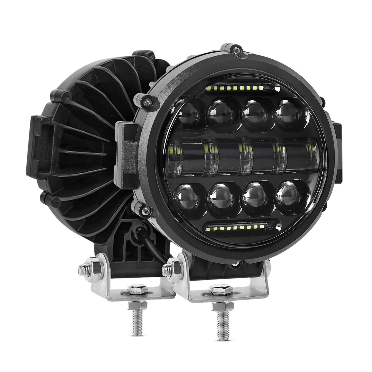 Round LED Work Light, AAIWA 60W Flood Spot Combo Beam LED Light Bar ...