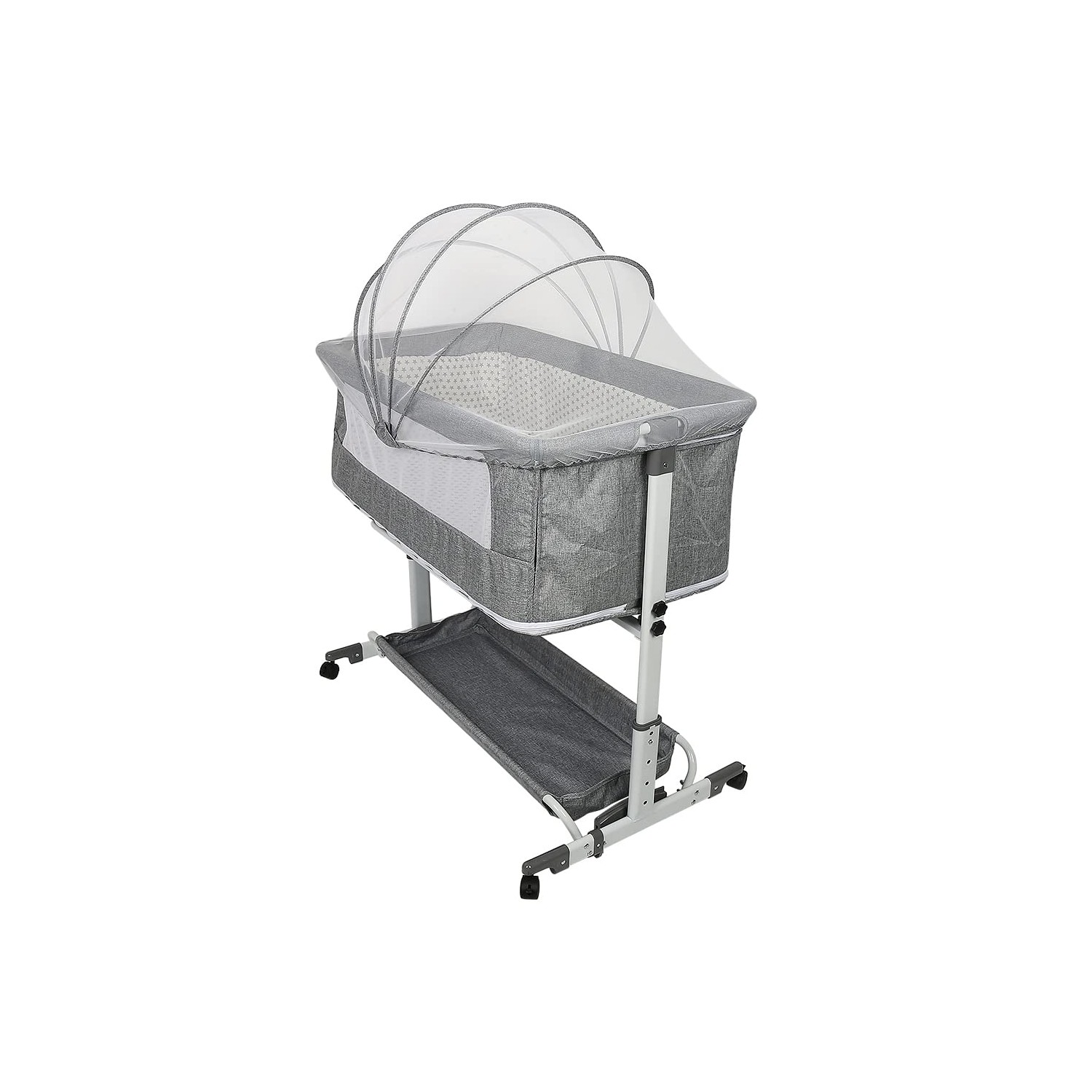 HUOLE Baby Cot with Mattress, One-Handed Sliding Mechanism, Height ...