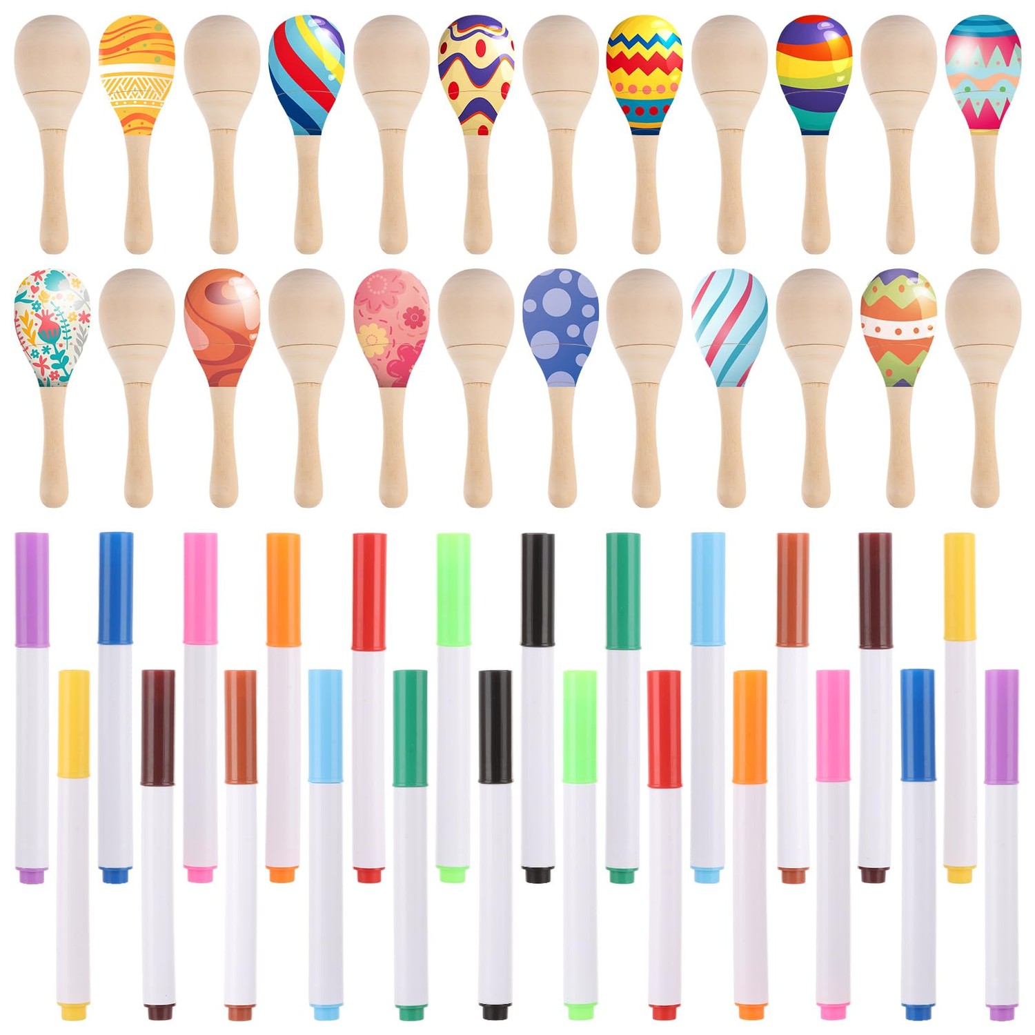 ZOFUN 24 Pcs Musical Maracas, 12 x 4 cm Mini Maracas with 24 Acrylic ...