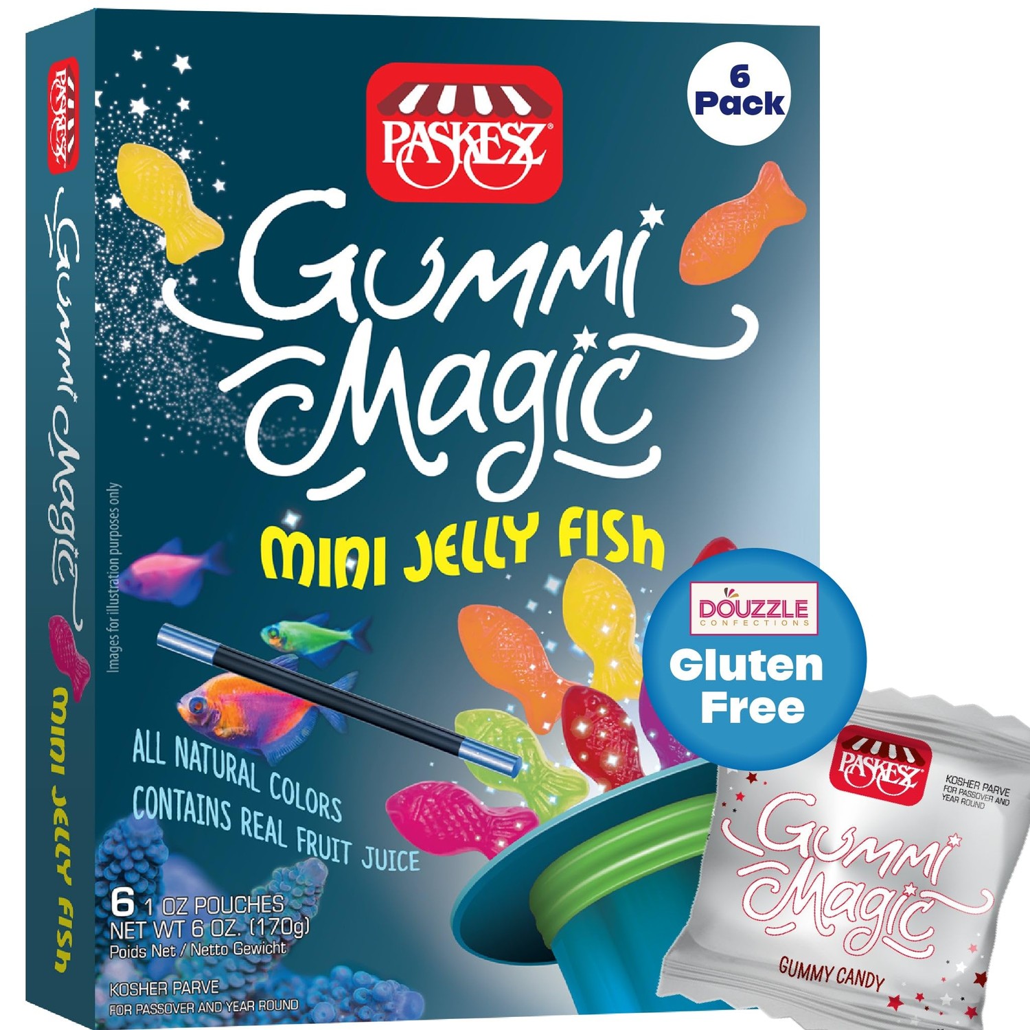DOUzzle Gluten Free Gummi Magic, Mini Jelly Fish (6 Count, Pack of 1 ...