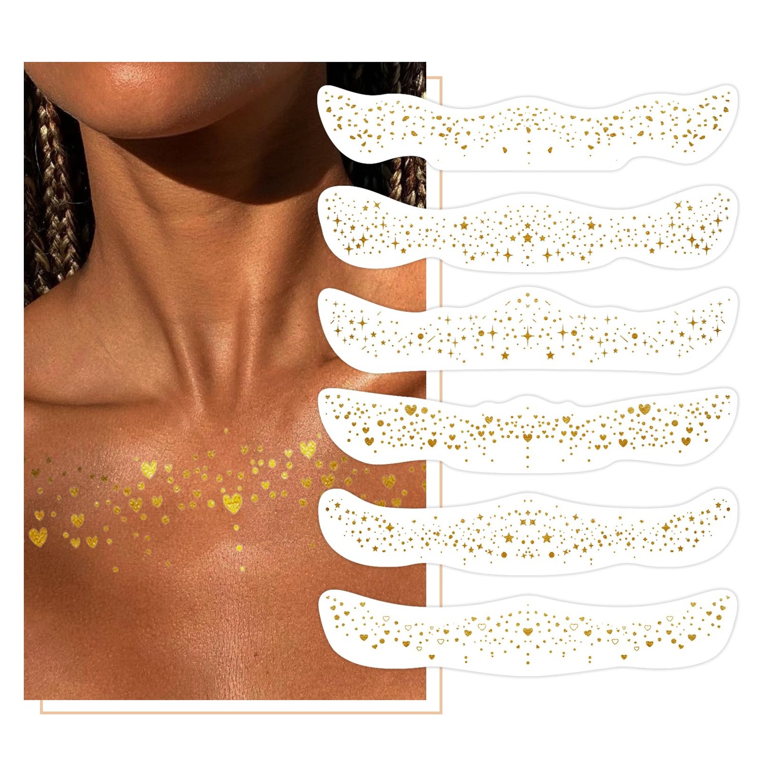 Prreal Body Glitter Temporary Tattoos, 6PCS Fake Tattoos Sparkle Body ...