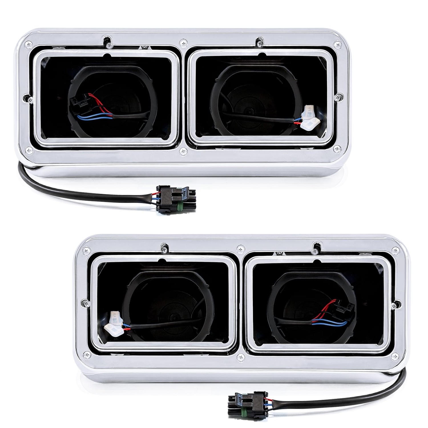 Headlight Housing Base with Chrome Dual Headlight Bezel Compatible with ...