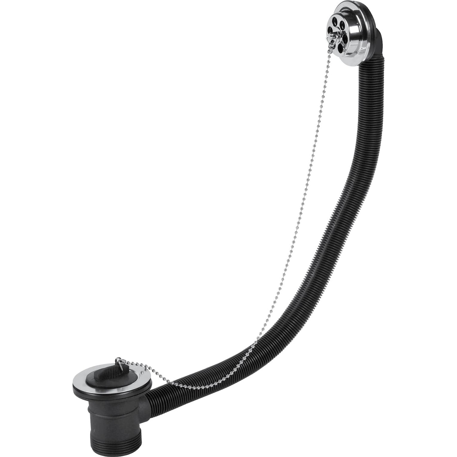 Wirquin WHO73SS 1."5 Bath Waste with Black Plastic Plug, Chrome Chain ...