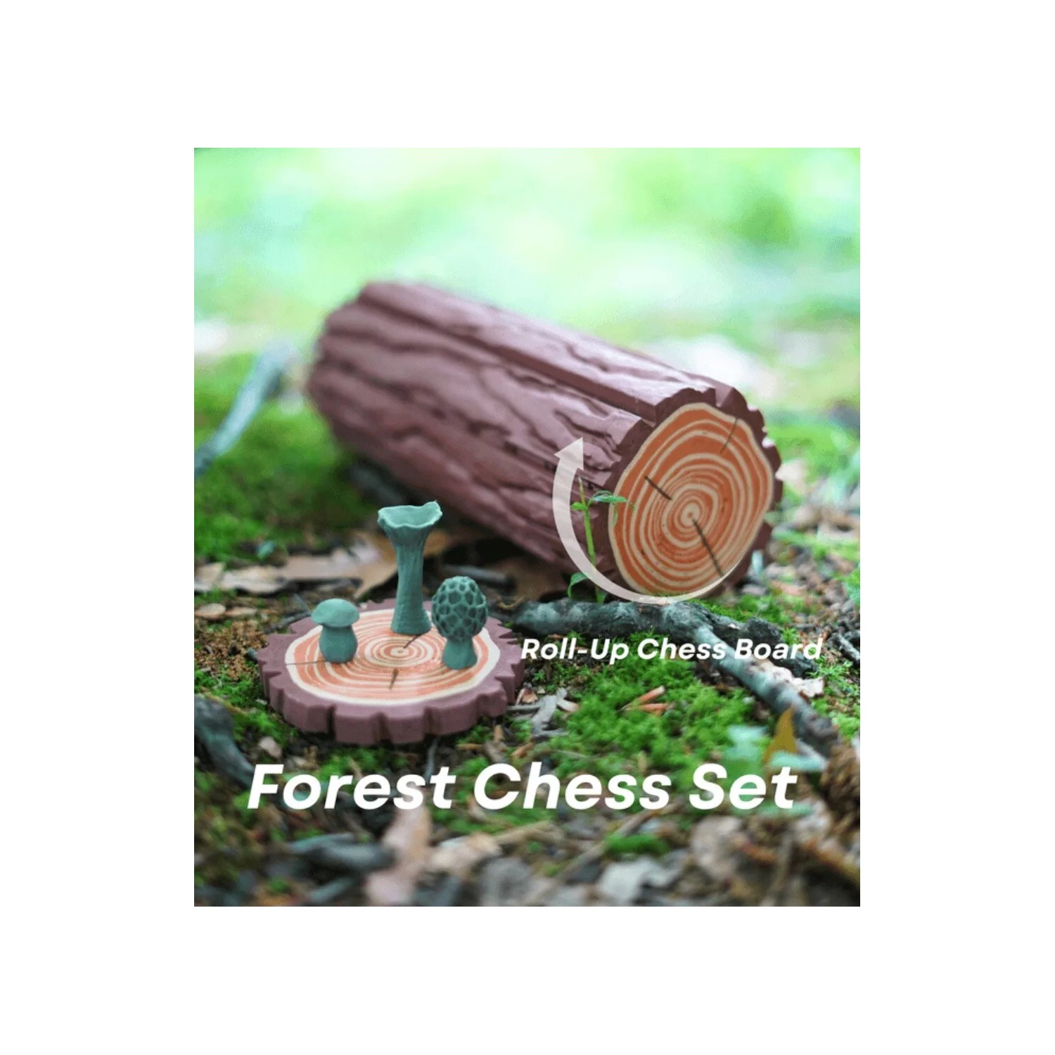 MoonKnight Corner Forest Chess Set - Log and Mushroom Chess Board ...