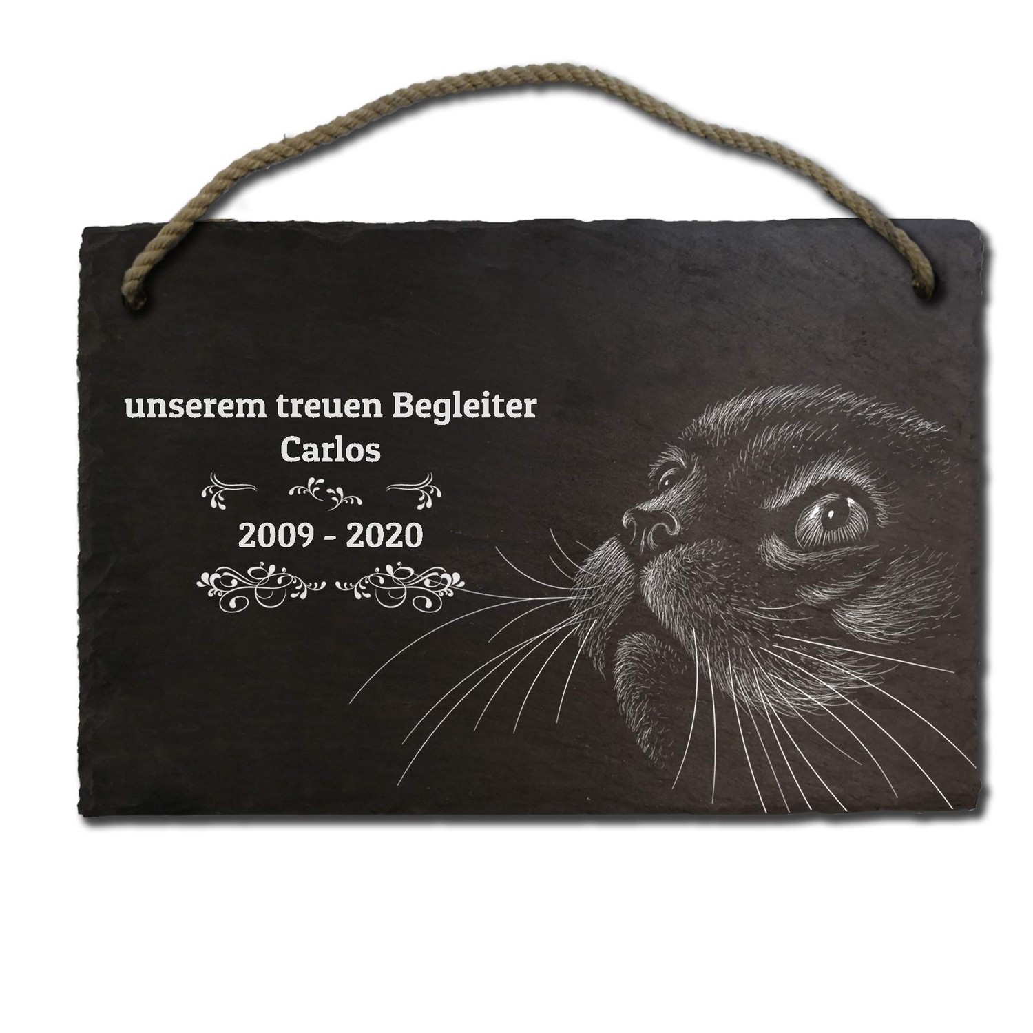 Slate Cat Plaque Approx. 20 x 30 cm Gravestone Memorial Stone Grave ...