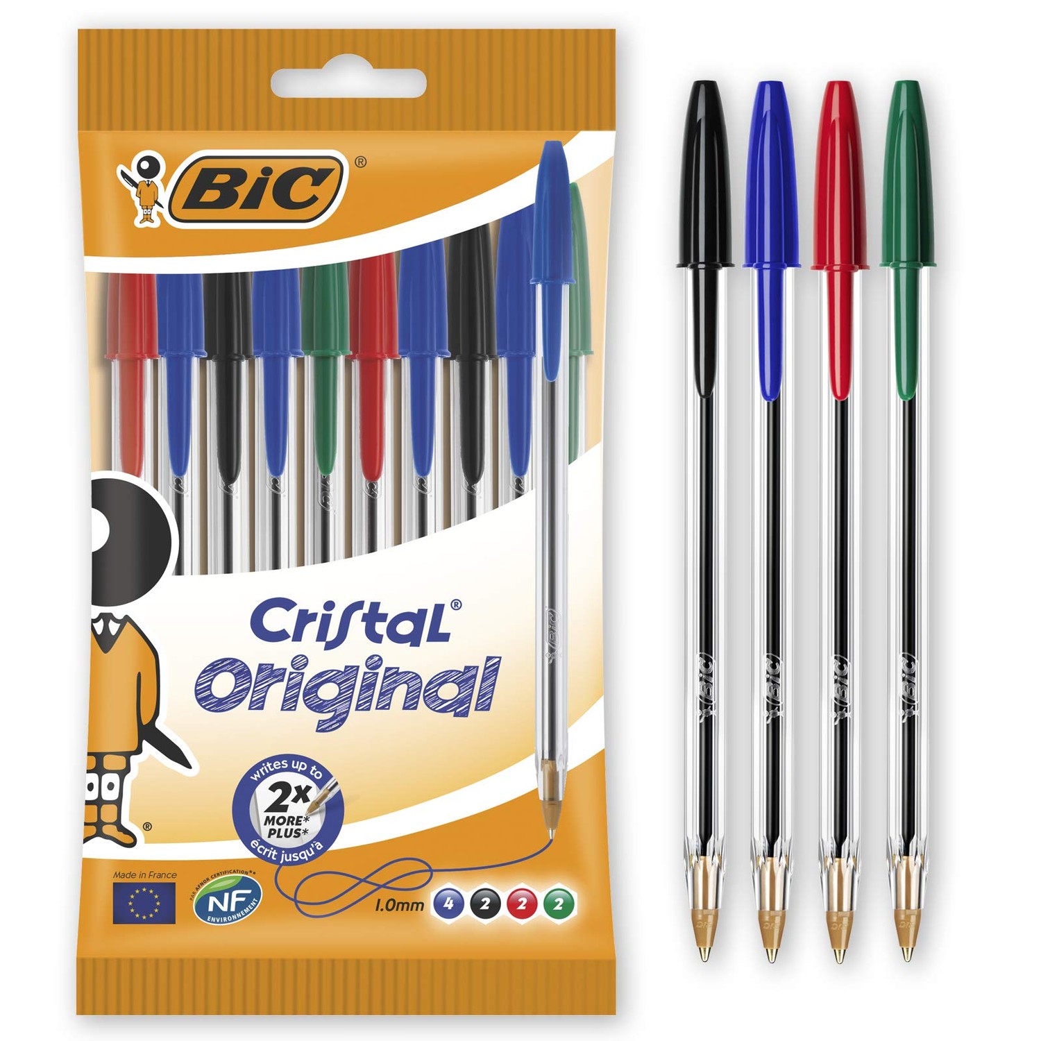 BIC Cristal Original Ballpoint Pens, Every-Day Biro Pens, Fine Point (1 ...